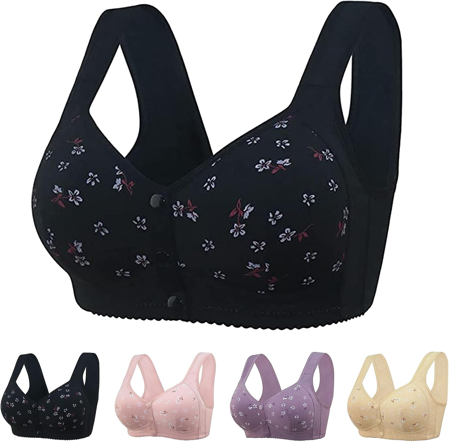 Daisy Bras for Older Women Front Closure Bra Cotton Bra Full Coverage ...
