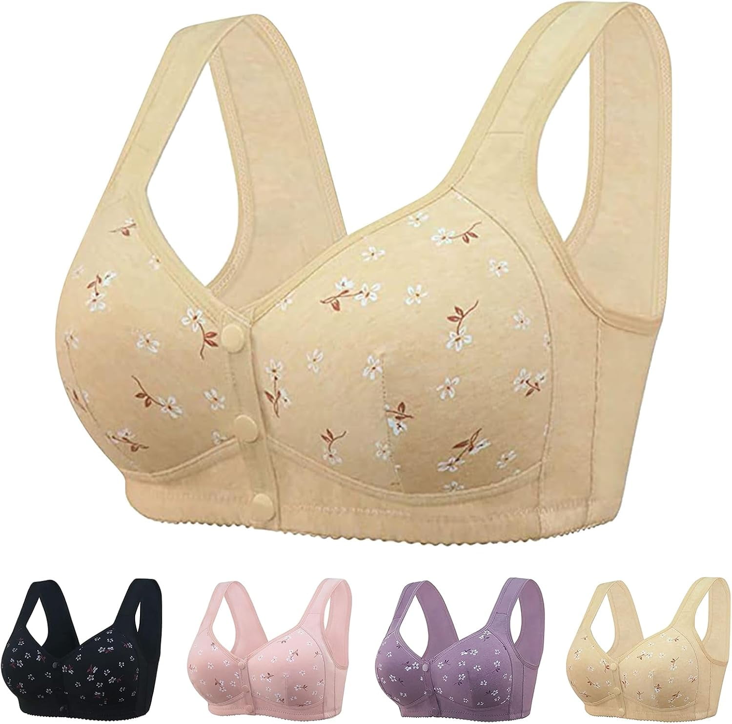 Daisy Bras for Older Women Front Closure Bra Cotton Bra Full Coverage ...