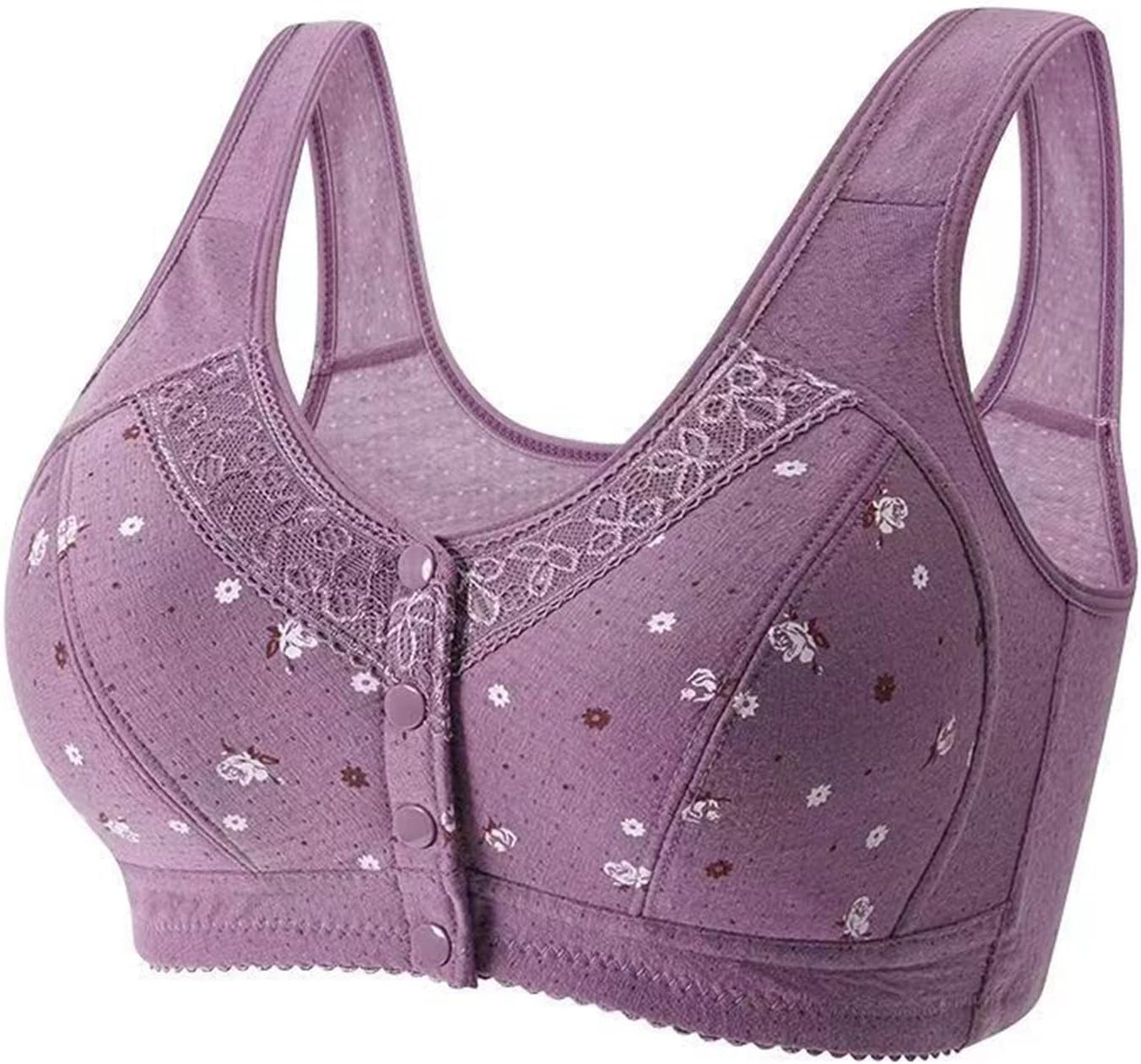 Daisy Bras for Older Women Front Closure Plus Size Bras Wireless Push ...