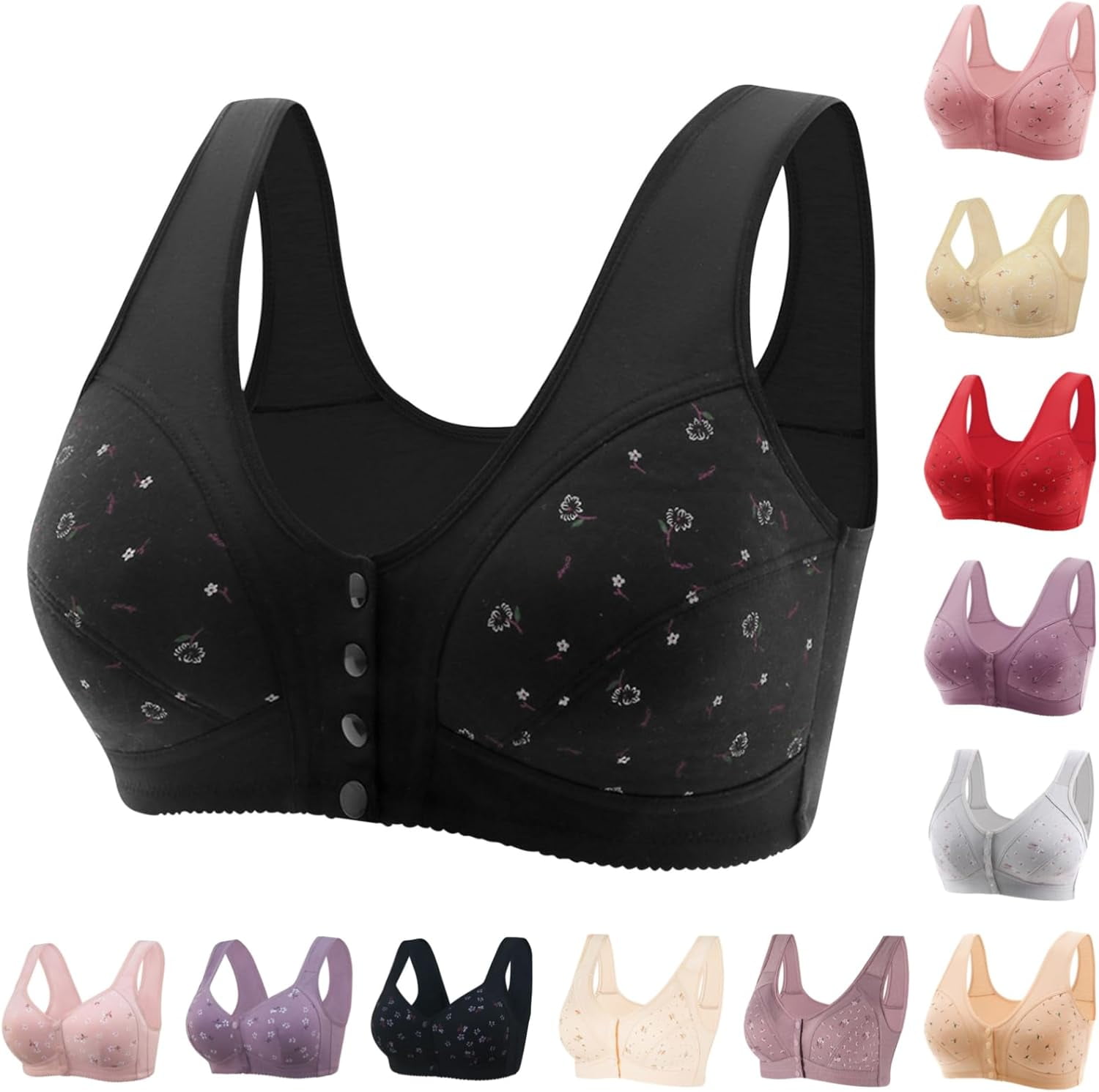 Daisy Bras for Older Women Front Closure Push up Bra No Underwire ...