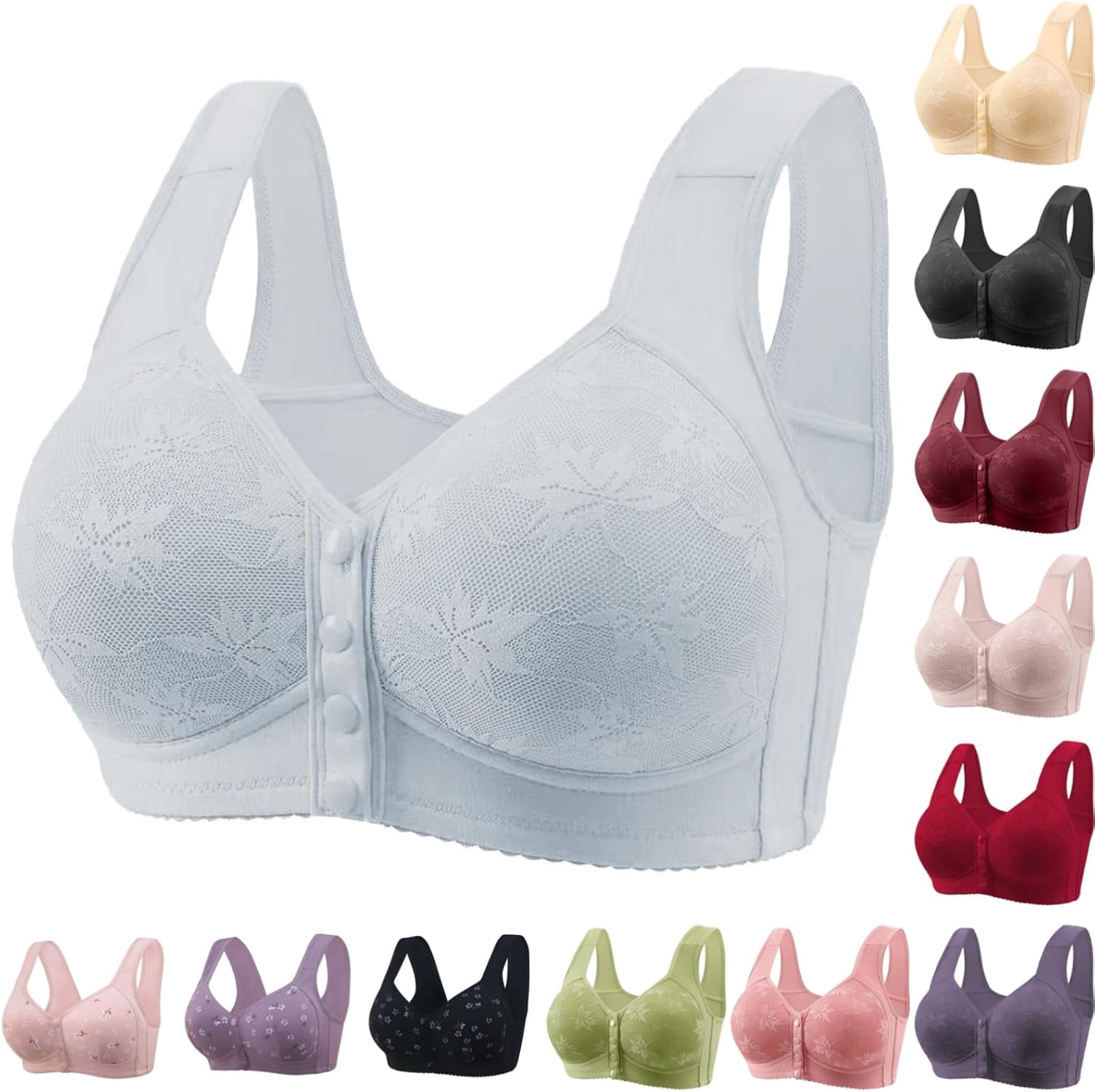 Daisy Bras for Older Women Front Closure Push up Bra No Underwire ...