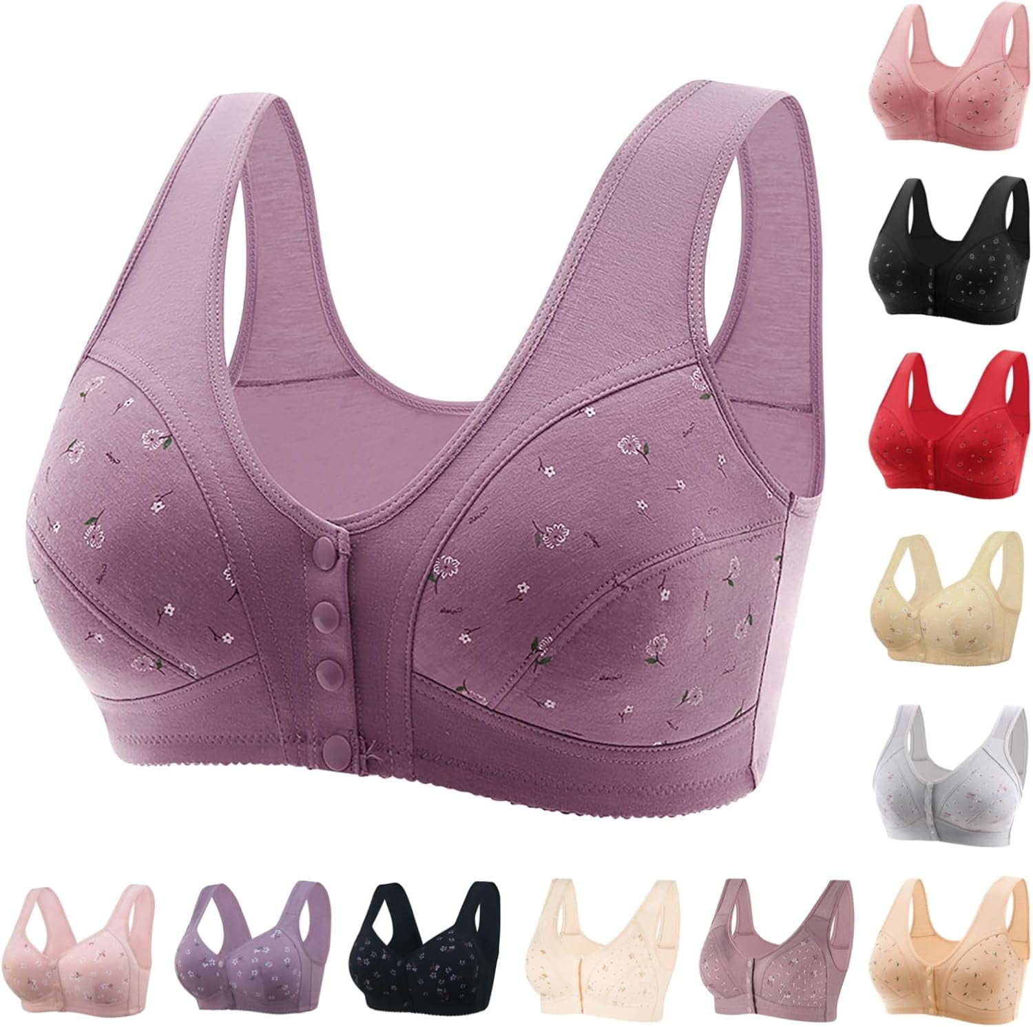 Daisy Bras for Older Women Front Closure Push up Bra No Underwire ...