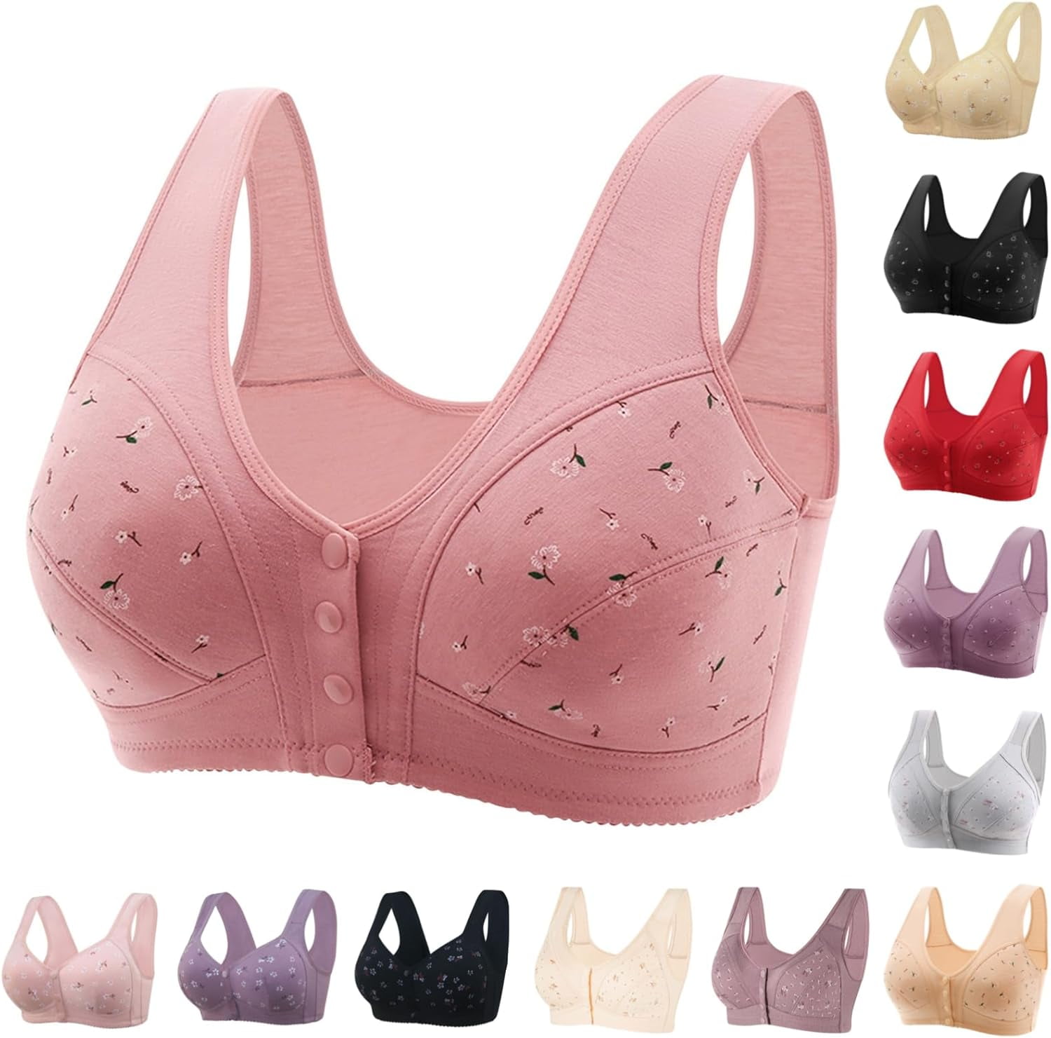 Daisy Bras for Older Women Front Closure Push up Bra No Underwire ...