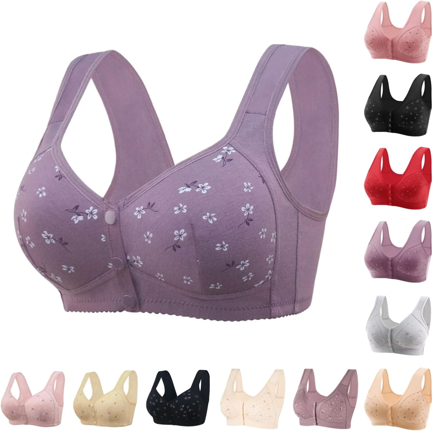 Daisy Bras for Older Women Front Closure Push up Bra No Underwire ...