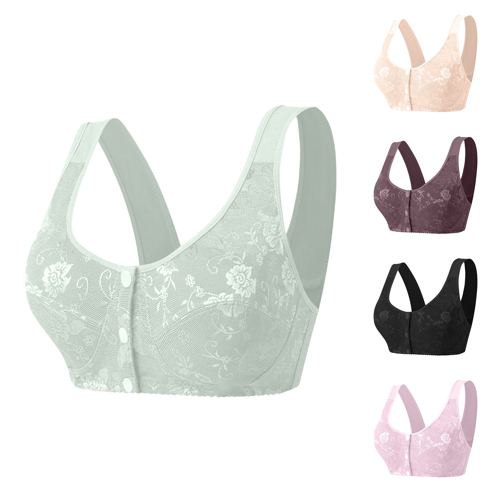 Daisy Bras for Seniors, Front Snap Closure Wireless Bra, Breathable ...