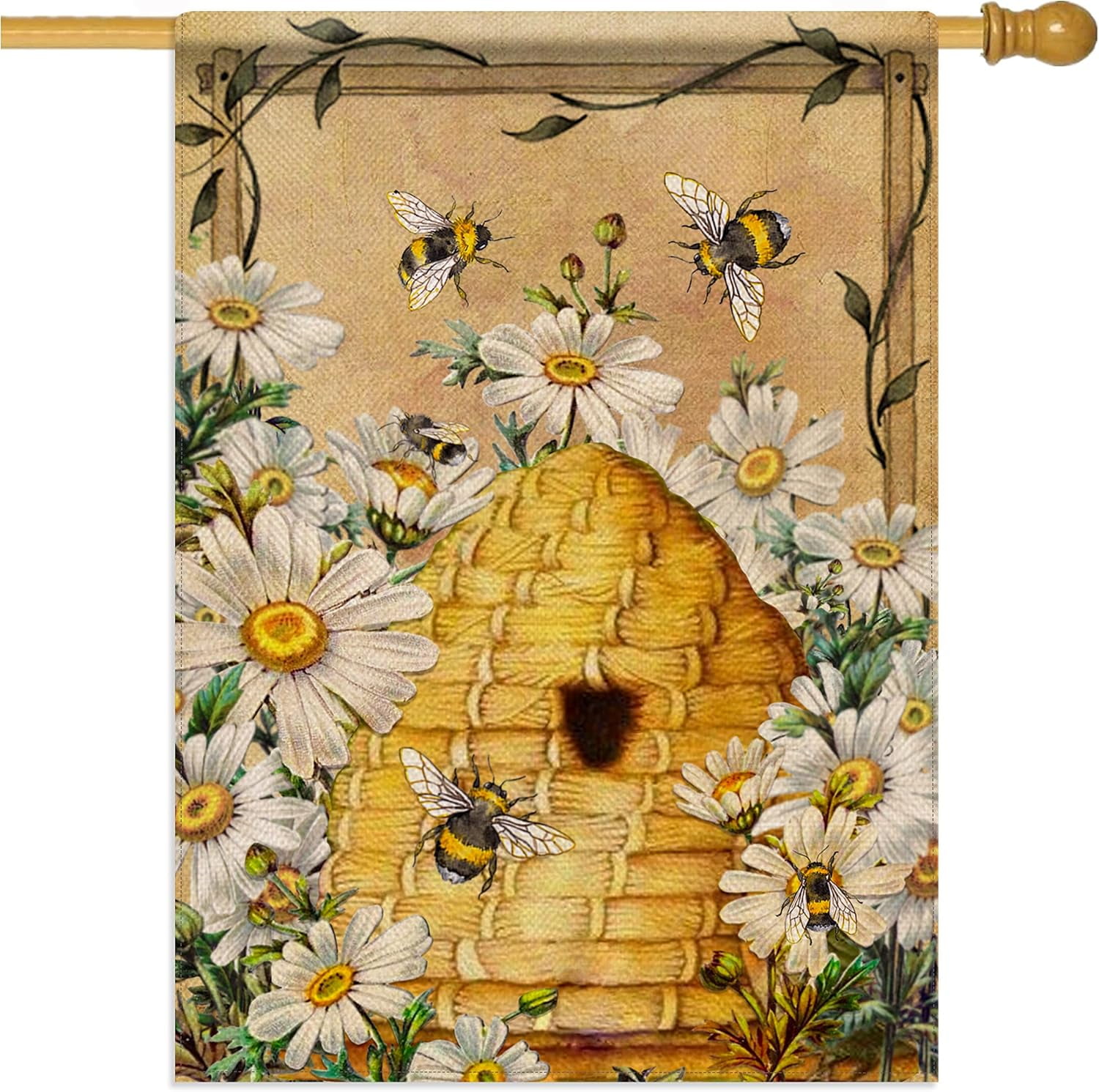 Daisy Bumble Bee Spring Summer Garden Flag, House Yard Lawn Decorative ...