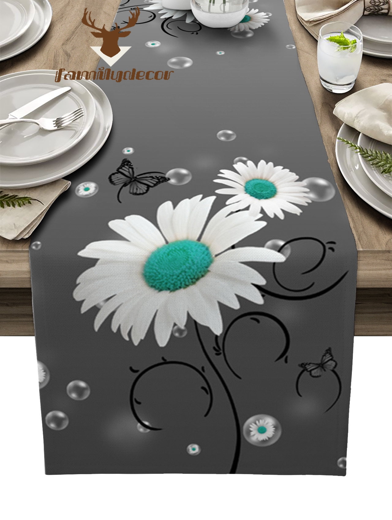 Daisy Butterfly Bubble Table Runner Home Wedding r Table Flag Mat Table ...