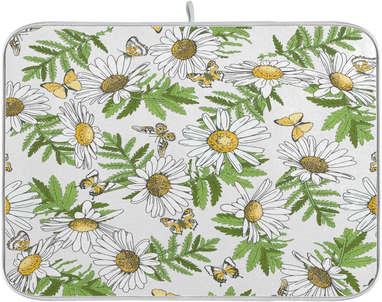 Daisy Butterfly Dish Drying Mat Microfiber Drying Pad for Kitchen ...