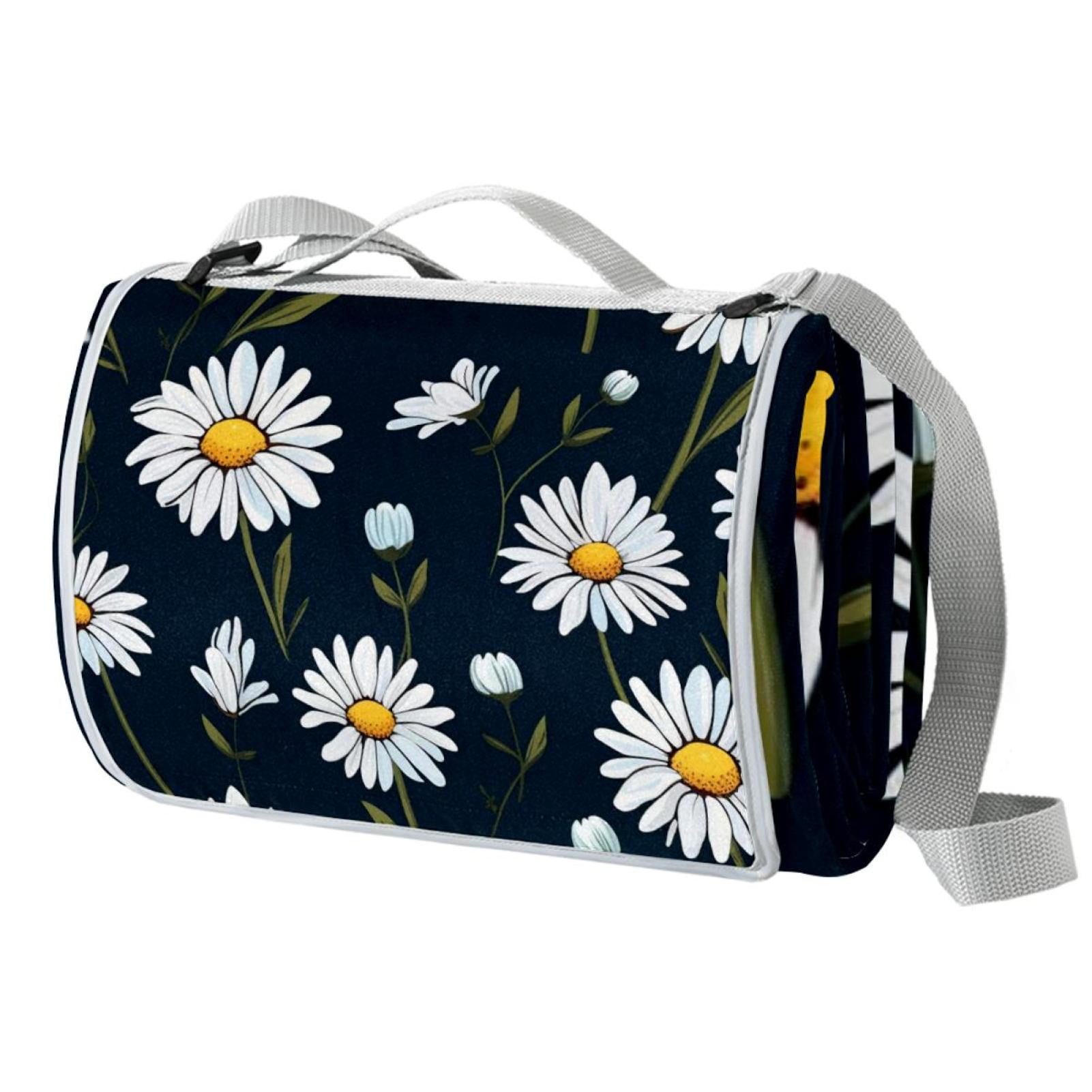 Daisy Canvas Beach Blanket Picnic Mat | Lightweight & Durable Compact ...
