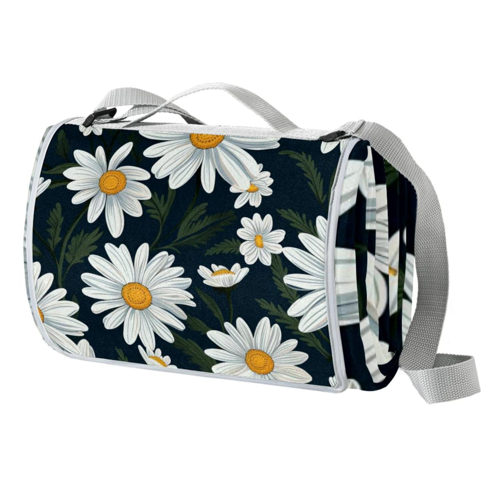 Daisy Canvas Beach Blanket Picnic Mat | Lightweight & Durable Compact ...