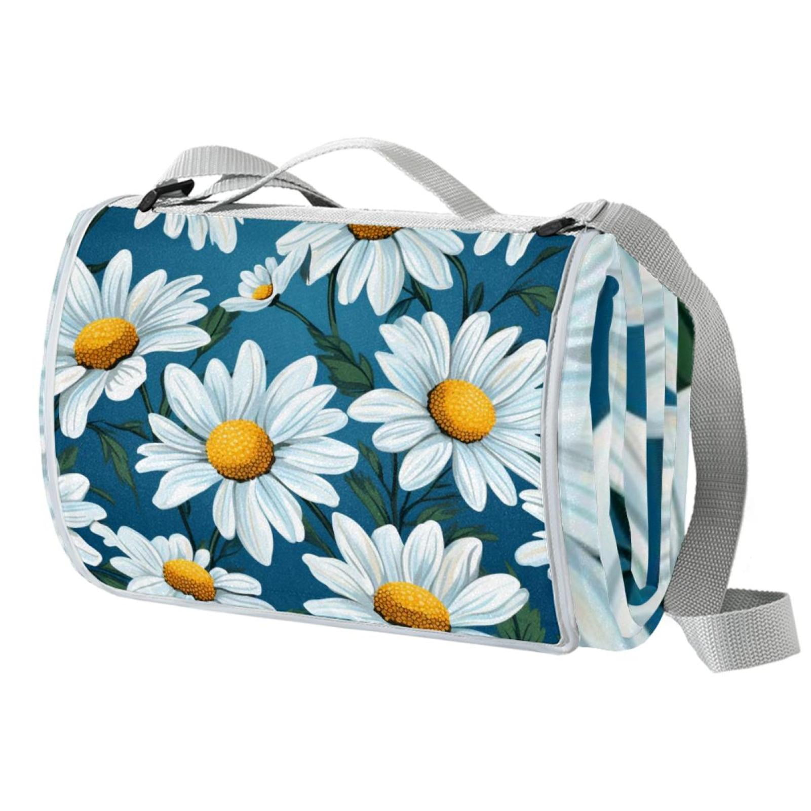 Daisy Canvas Beach Blanket Picnic Mat - Waterproof Outdoor Sand Proof ...