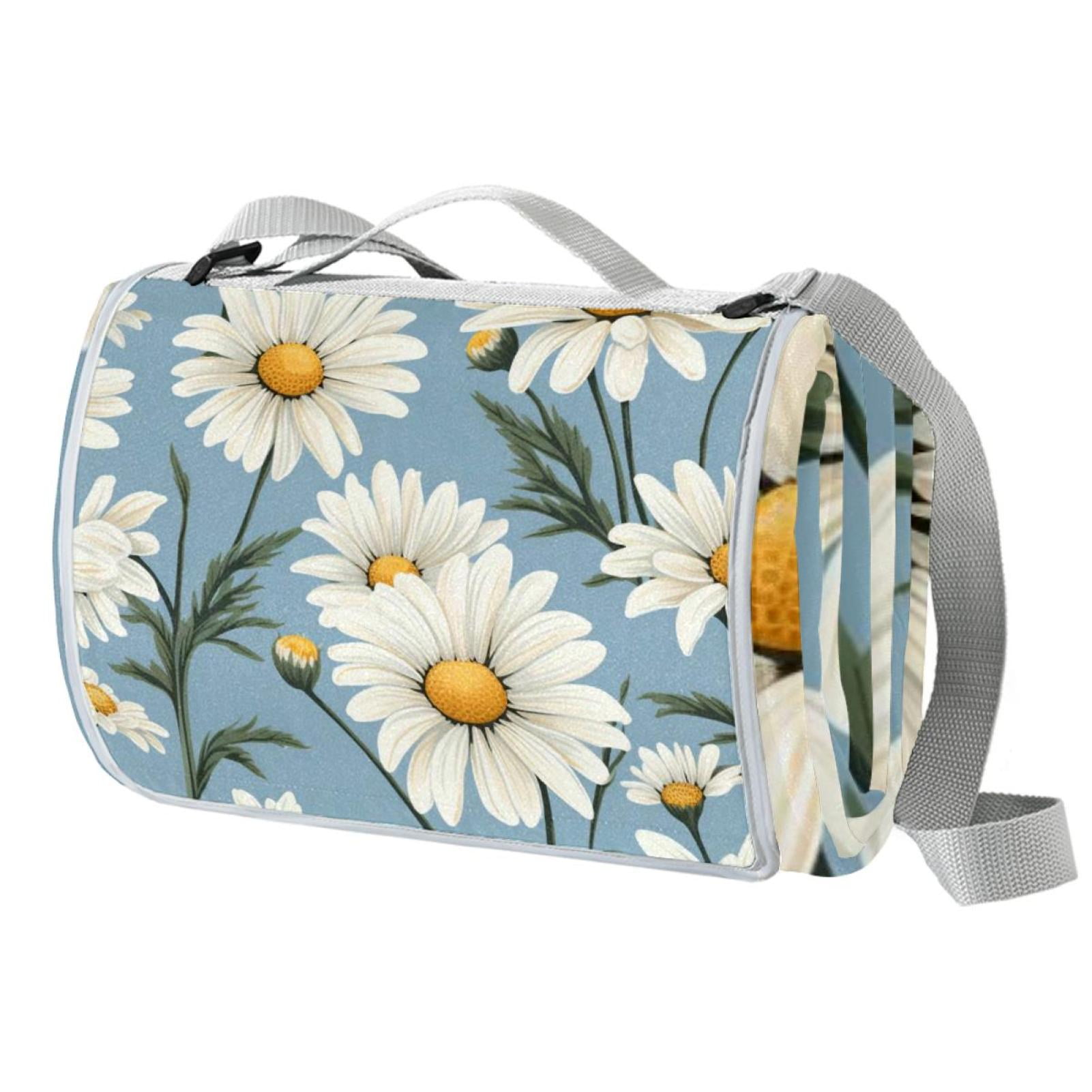 Daisy Canvas Picnic Blanket Outdoor Waterproof Mat with Carry Handle ...