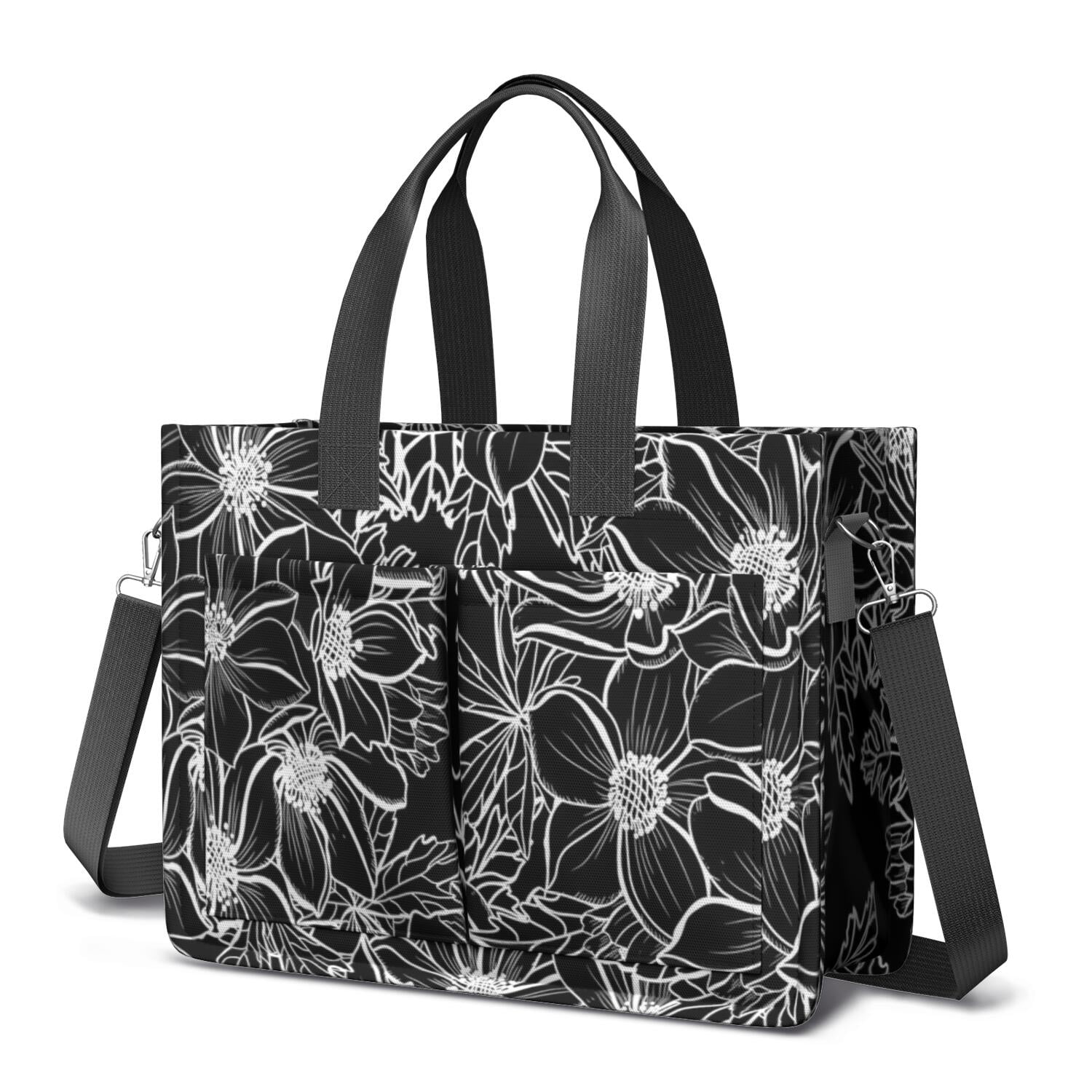 Daisy Canvas Tote Bag for Women with Compartments, Large Cute Floral ...
