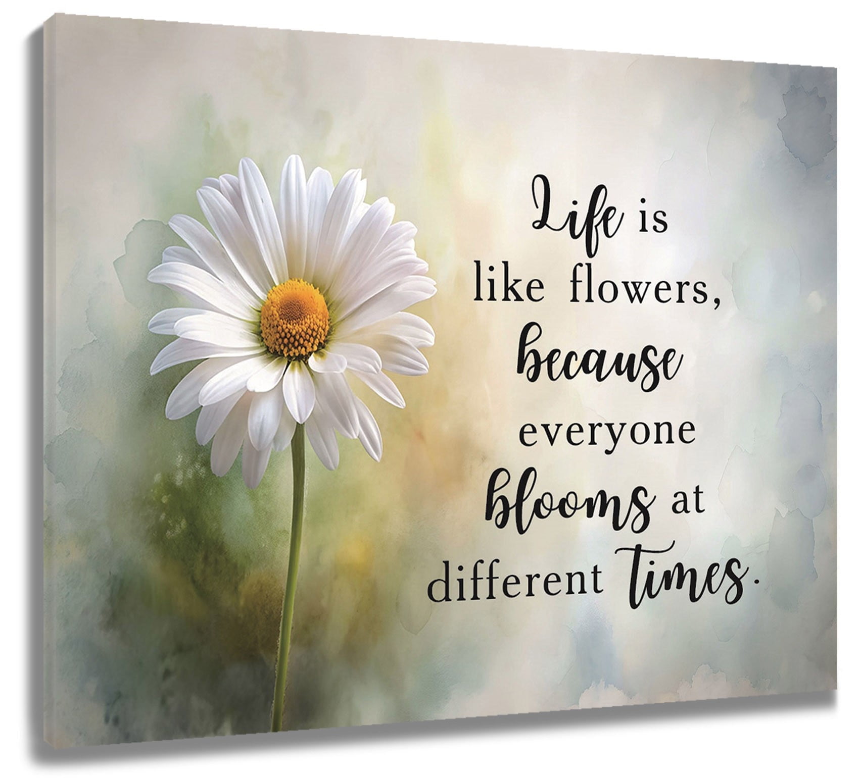 Daisy Canvas Wall Art White Flower Inspirational Quotes Prints Posters ...