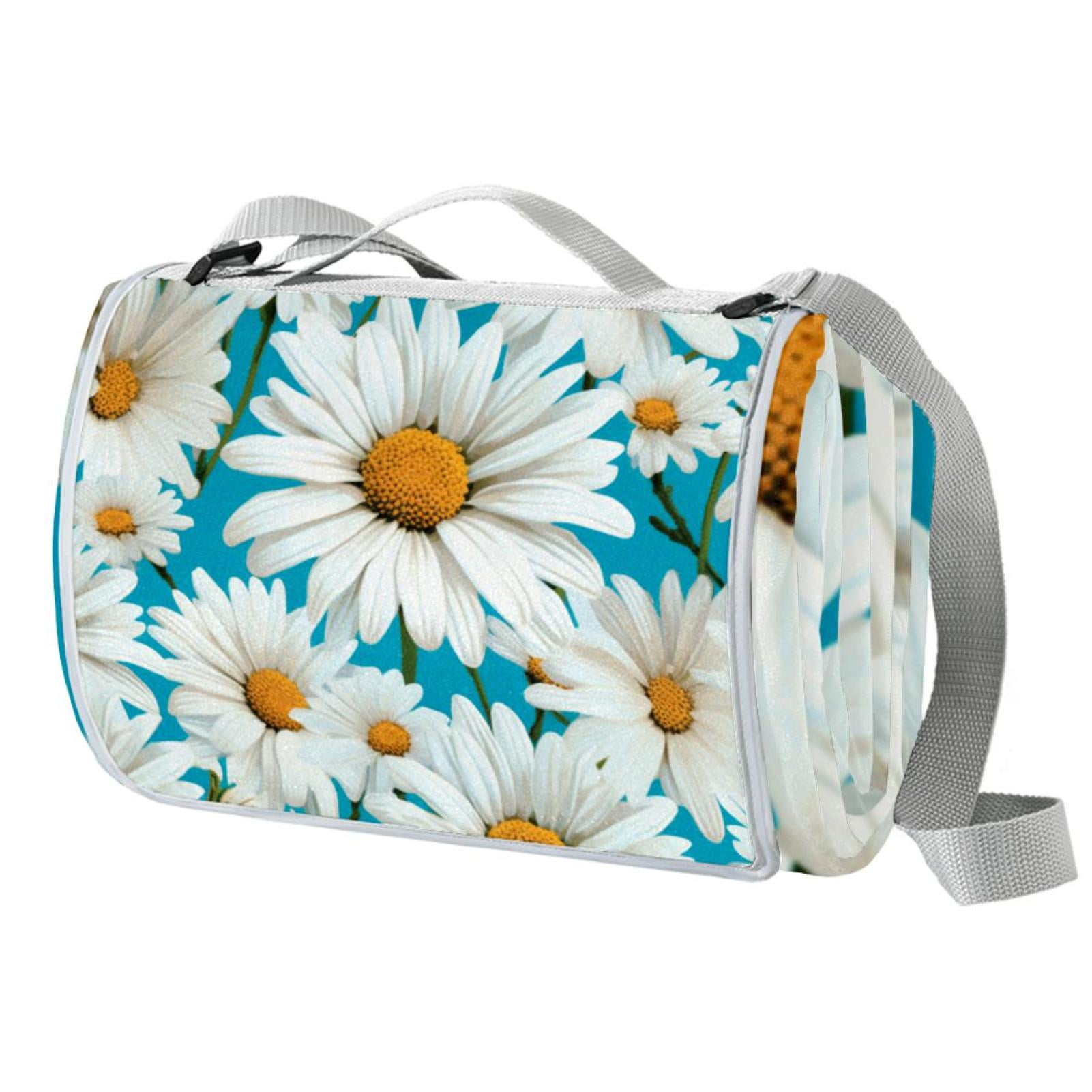 Daisy Canvas Waterproof Picnic Blanket Mat for Outdoor Traveling and ...