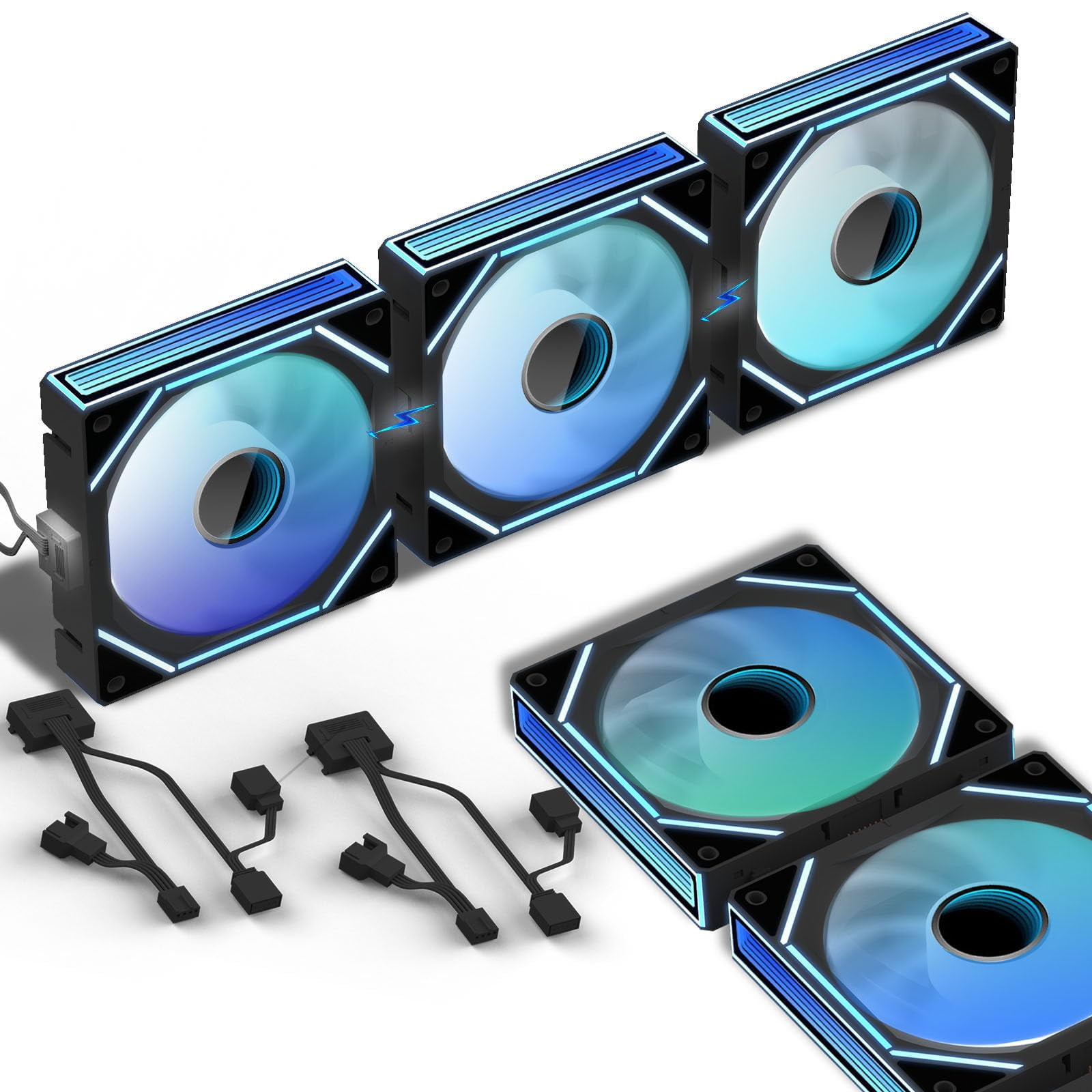 Daisy Chain Case Fan:5 Pack 120mm PC RGB Fans Computer Case Fans, 5V 3 ...