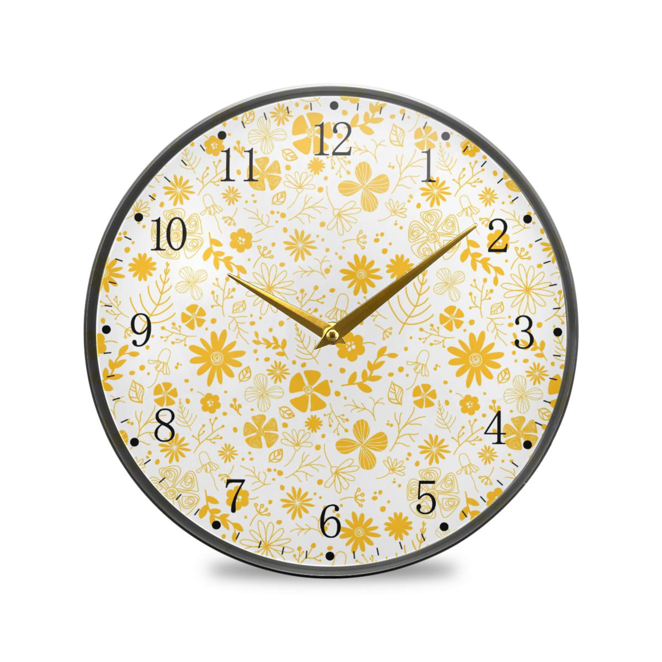 Daisy Chamomile Floral Acrylic Wall Clocks Quiet Round Clock Battery ...