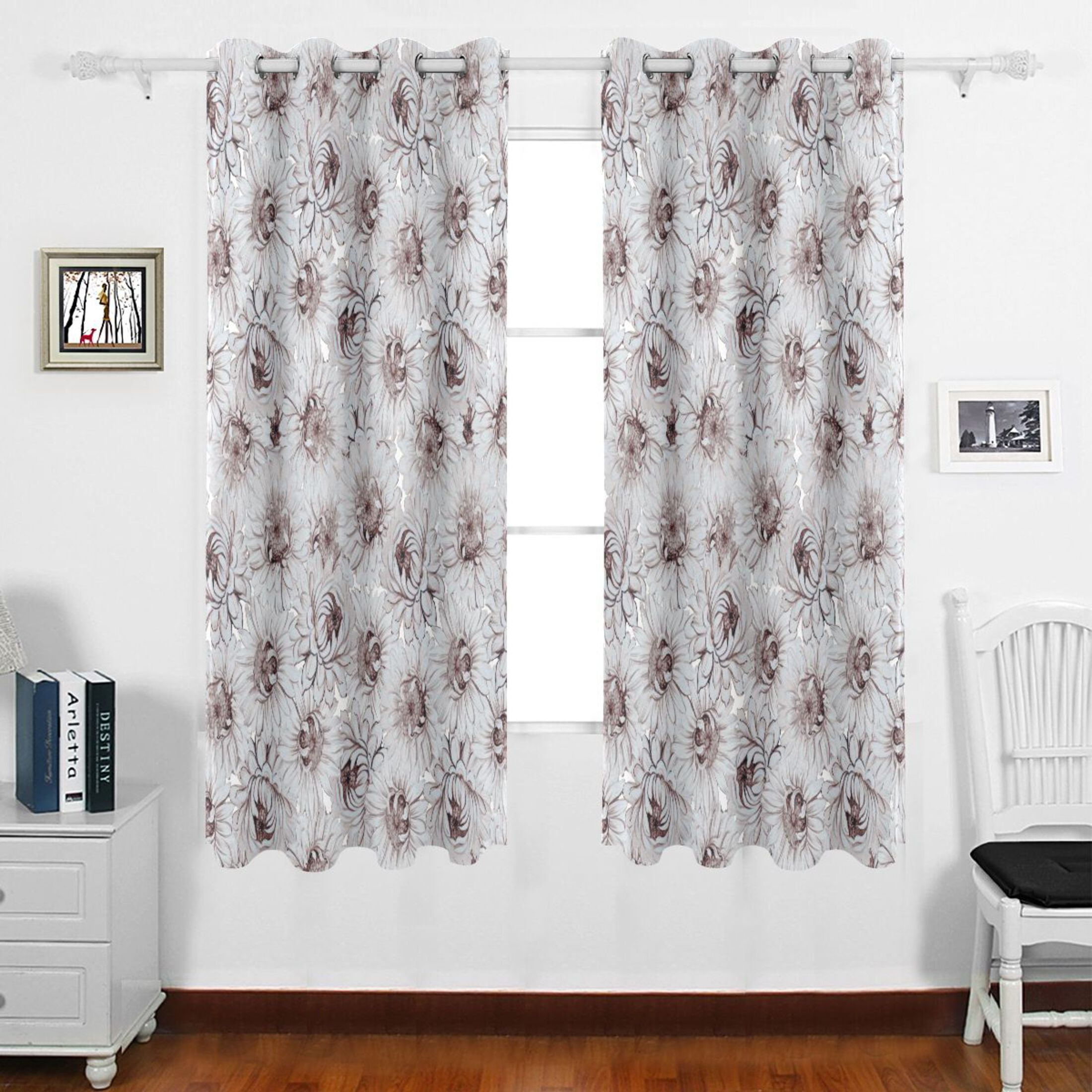Daisy Chamomile Flowers Grommet Blackout Curtains Thermal Insulated ...