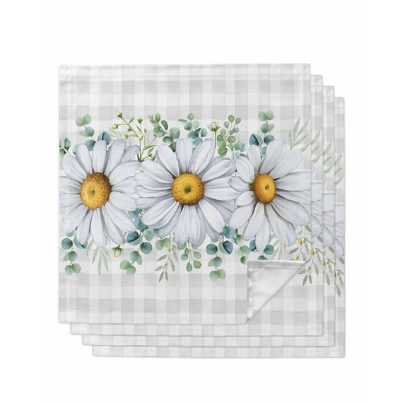 Daisy Cloth Napkins Set of 4 Reusable Dinner Napkins, Spring Floral ...