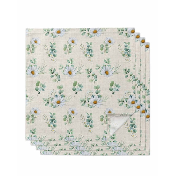 Daisy Cloth Napkins Set of 4 Reusable Dinner Napkins, Spring Flowers ...