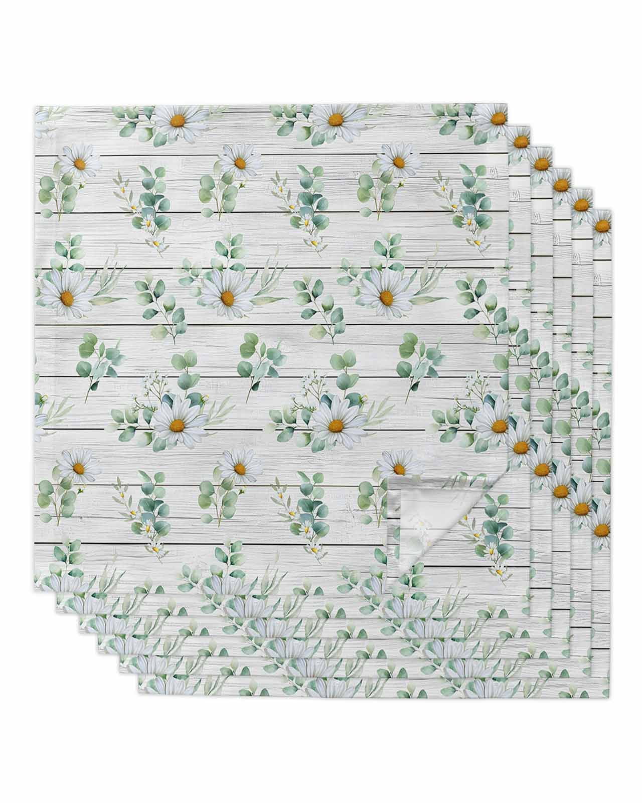 Daisy Cloth Napkins Set of 6 Reusable Dinner Napkins, Spring Floral ...