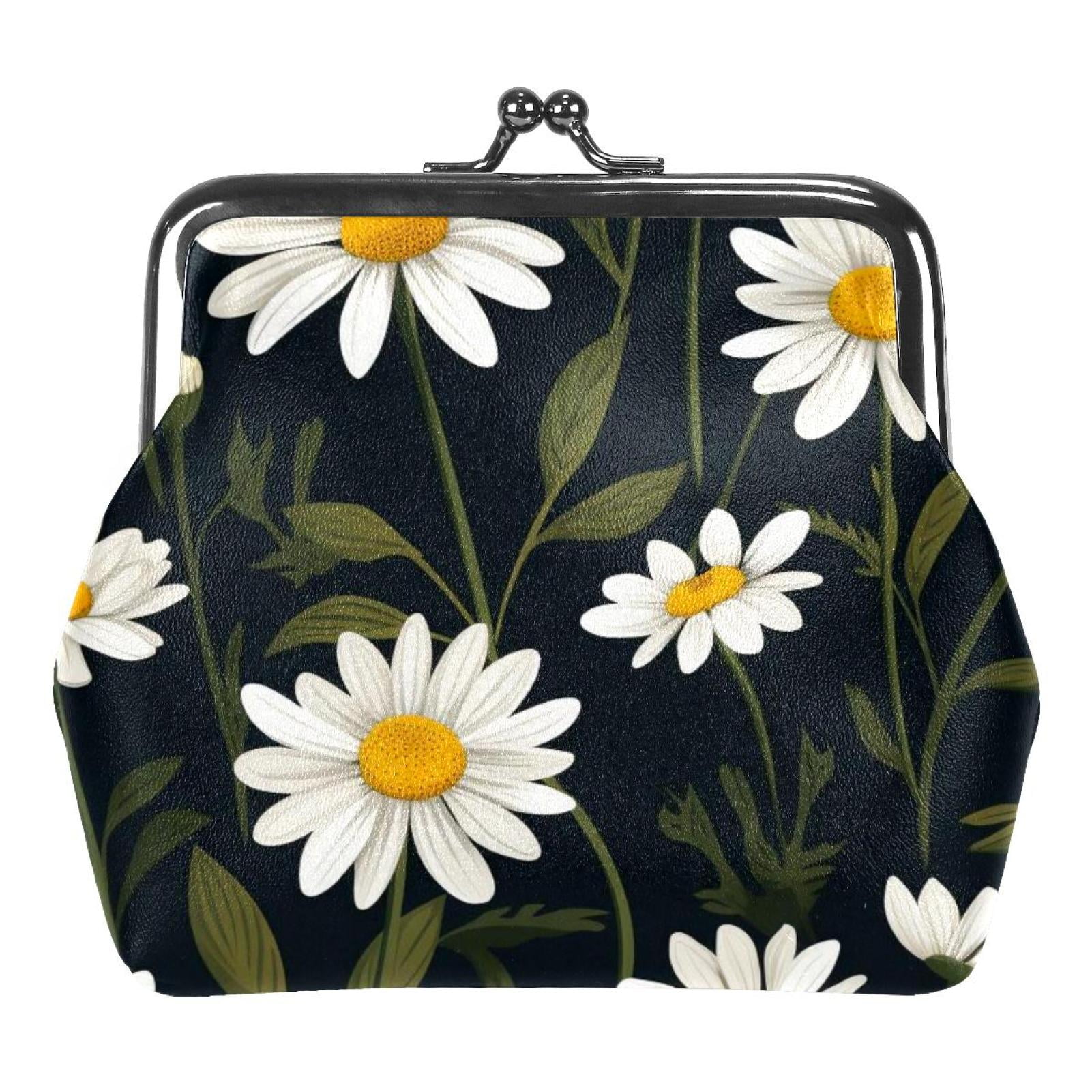 Daisy Coin Purse Vintage Pouch Buckle Clutch Bag Kiss-Lock Change Purse ...