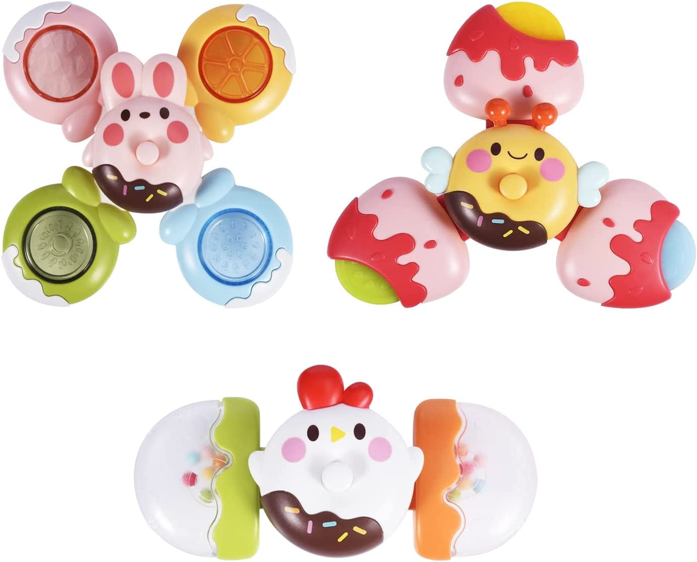 Daisy Colorful Fidget Spinner Baby Toys – 12-Piece Animals and Fruit ...