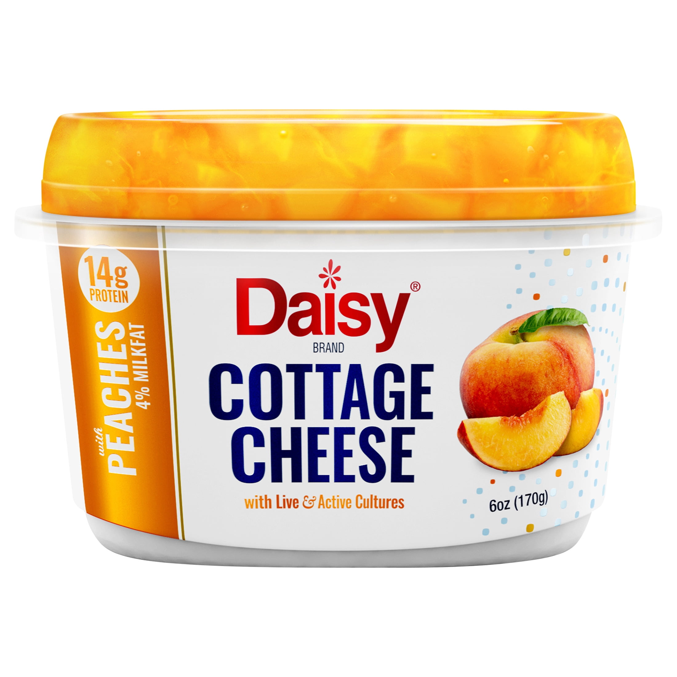 Daisy Cottage Cheese with Peach 6 oz, 4% Milkfat, Protein Packed, Live ...