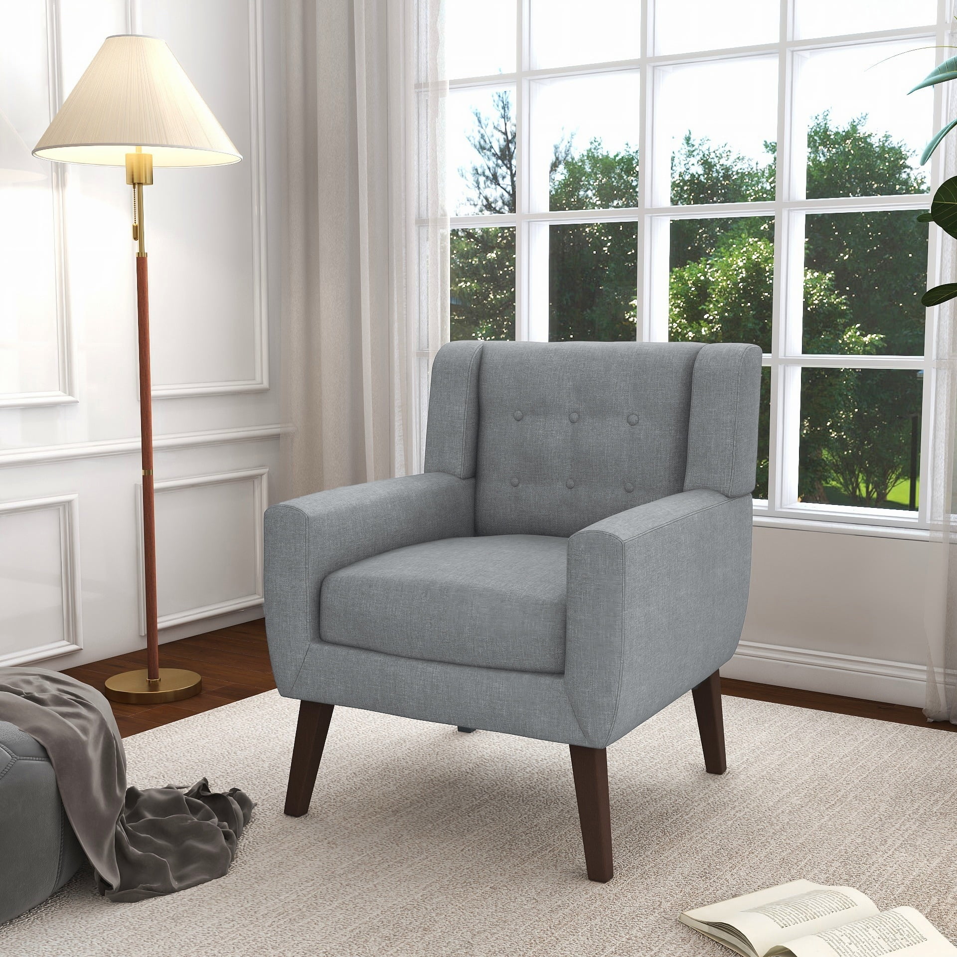 Uixe Cotton/ Linen Look Fabric Modern Accent Chair Armchair Accent ...