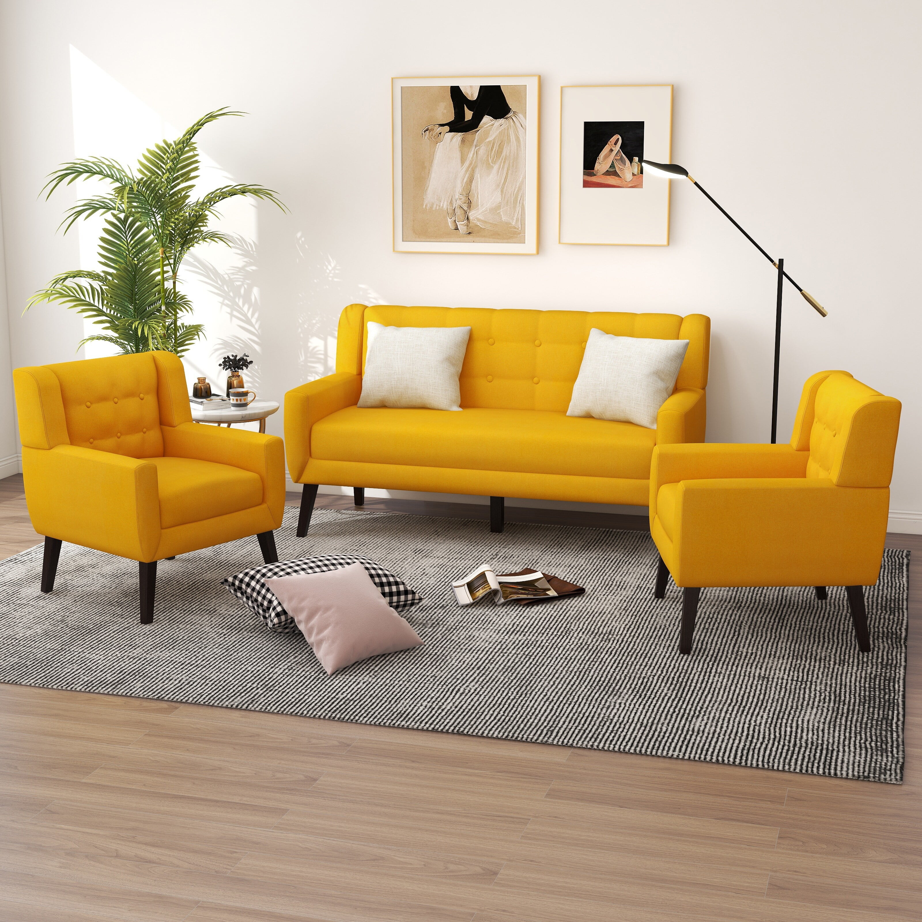 Daisy Cotton/ Linen Look Fabric Modern Accent Chair Armchair Sets ...