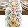 Daisy Cotton Linen Table Runner Watercolor Spring Pink White Yellow ...