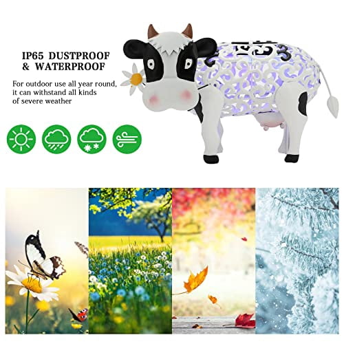 Daisy Cow Garden Solar Light Outdoor Decor, Color Changing Hollowed-Out ...