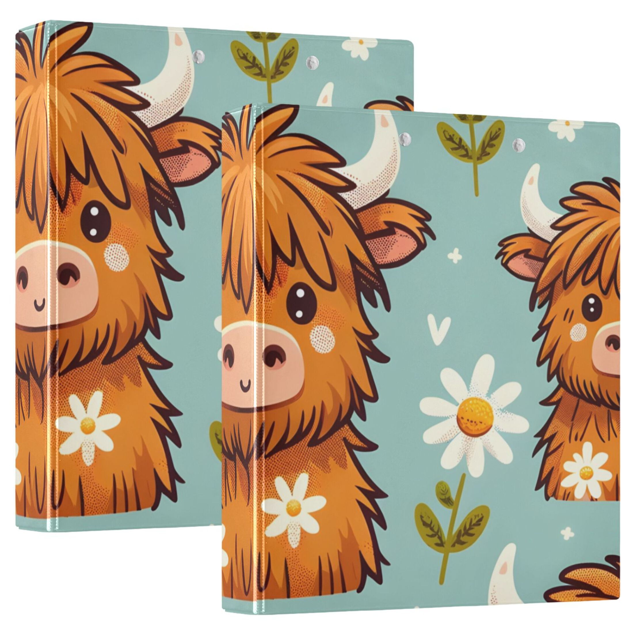 Daisy Cows Flowers 3 Ring Binders 1.5 inch Hardcover File Folders with ...