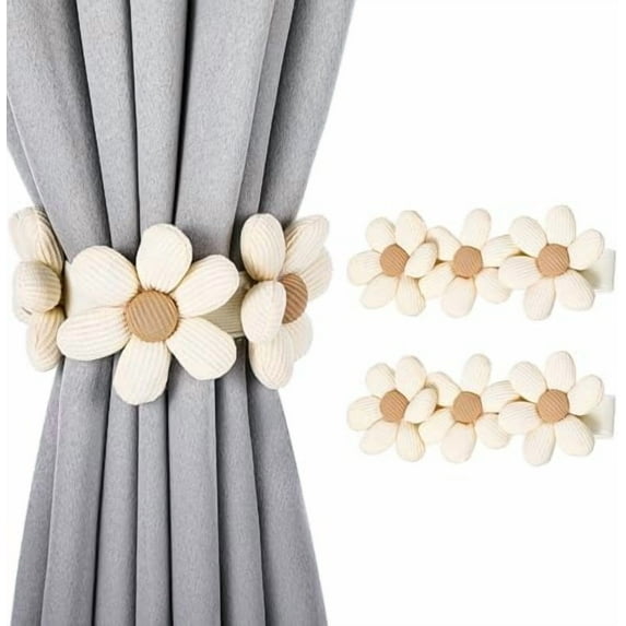 Daisy Curtain Tiebacks Flower Curtain Holdbacks Boho Sunflower Curtains Holders Cute Elegant ...