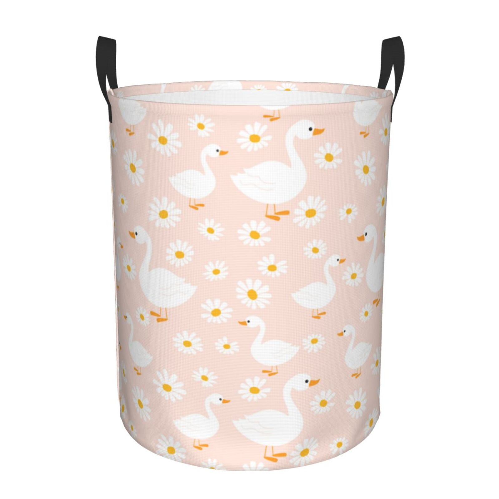 Daisy Cute Duck Pink Laundry Basket with Handles - Freestanding Laundry ...