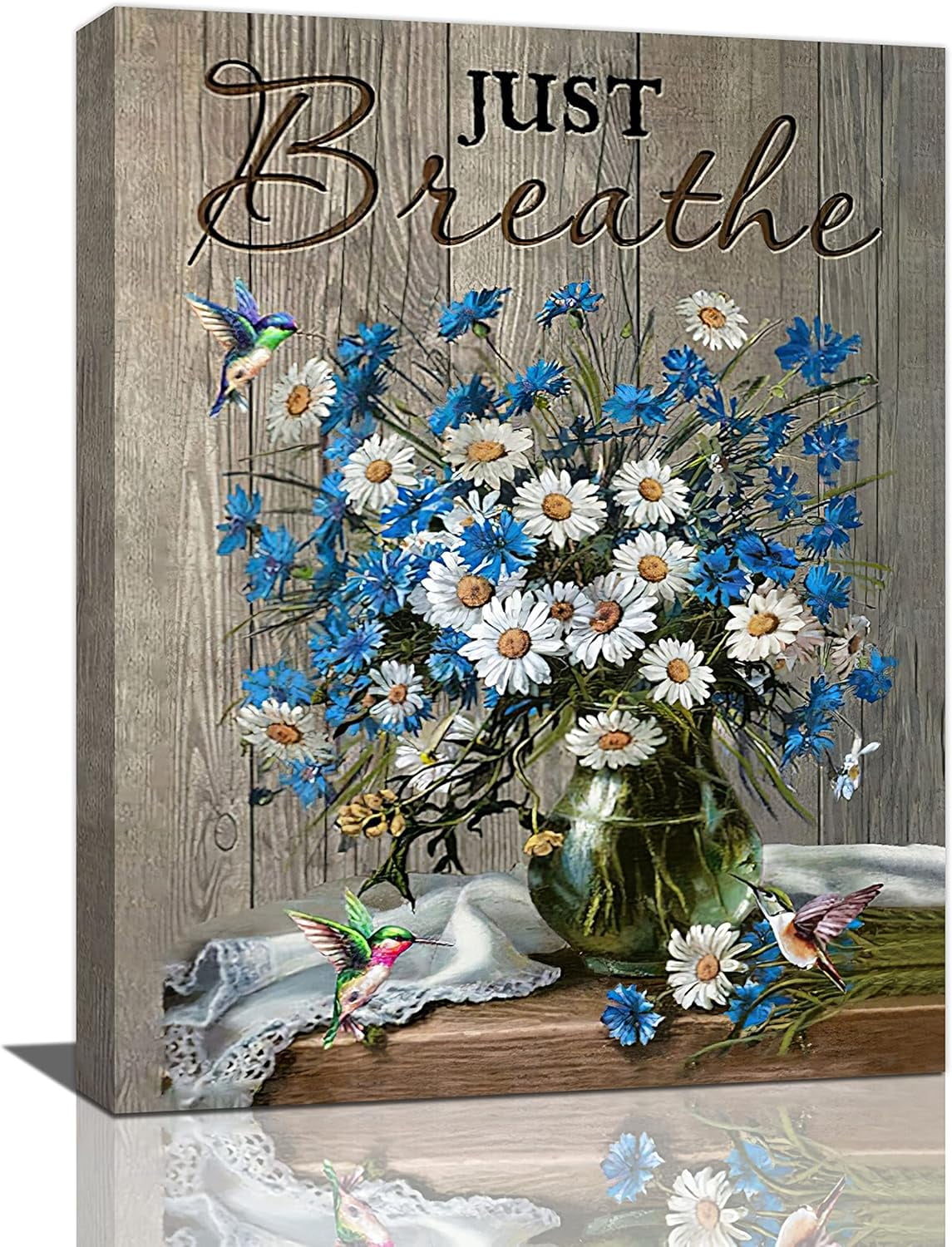 Daisy Decor Wall Art Rustic Farmhouse Daisies Hummingbird Pictures Wall ...