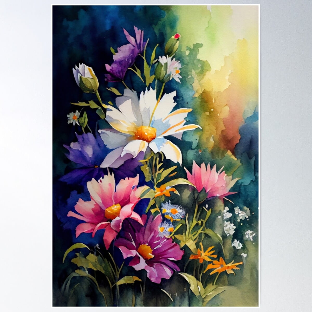 Daisy Delight Garden Whisper Poster Wall Art, Modern Wall Decor For ...