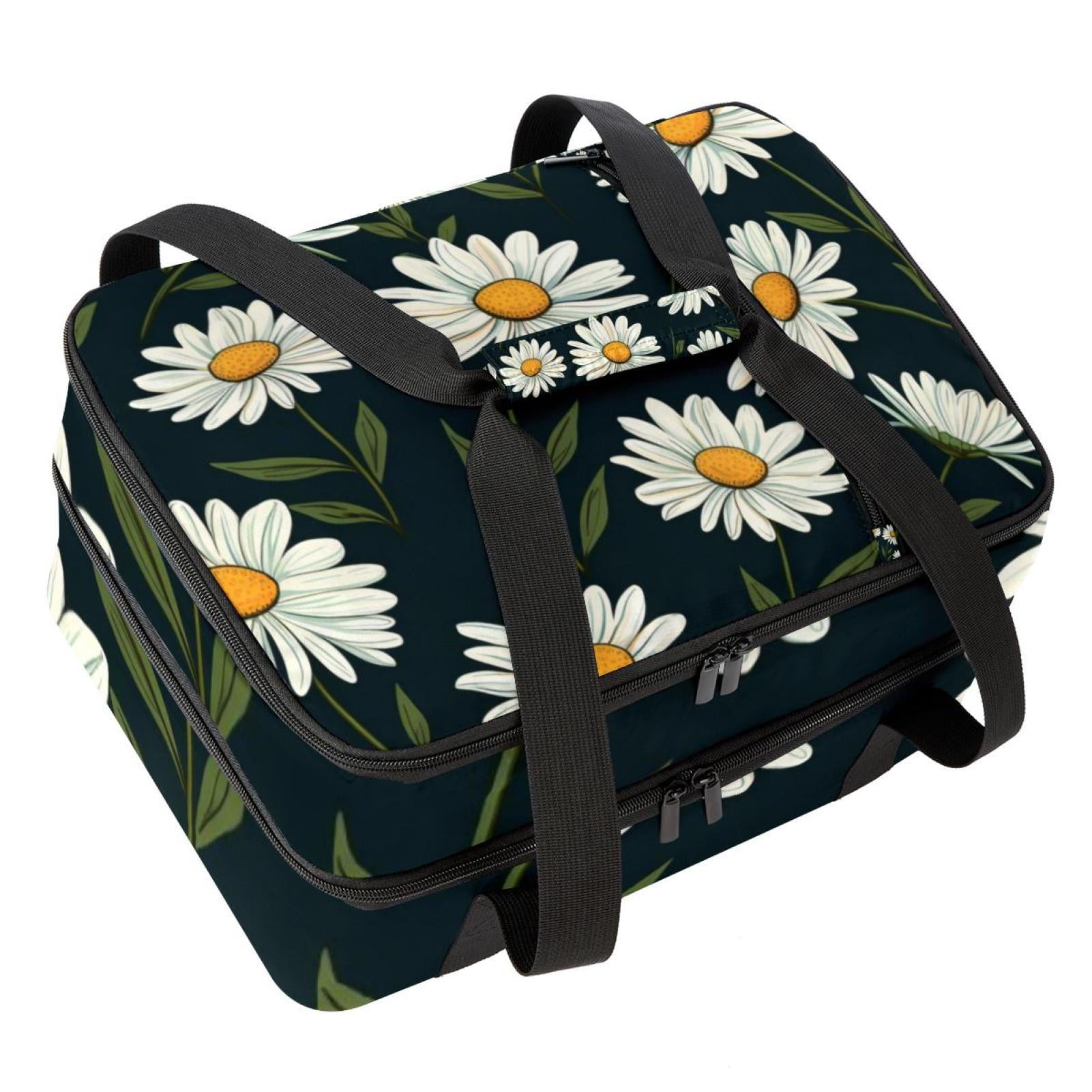 Daisy Double Layered Insulated Lunch Bag with Two Compartments, Large ...