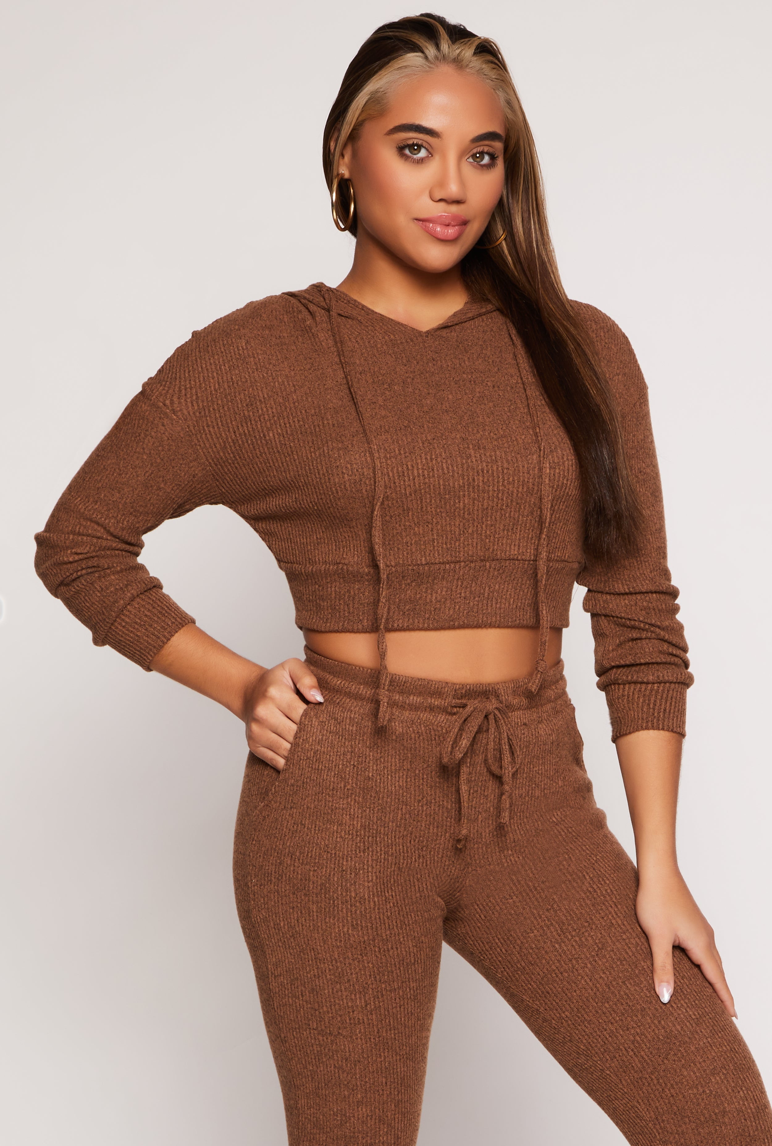 Womens Daisy Drawstring Hooded Crop Top - Walmart.com