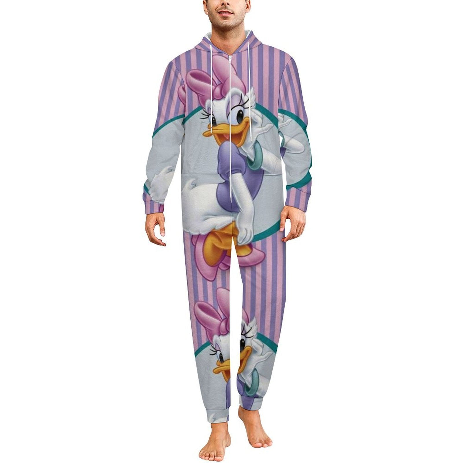 Daisy Duck Onesie Adult Hooded Jumpsuit Zip Up One Piece Pajamas ...