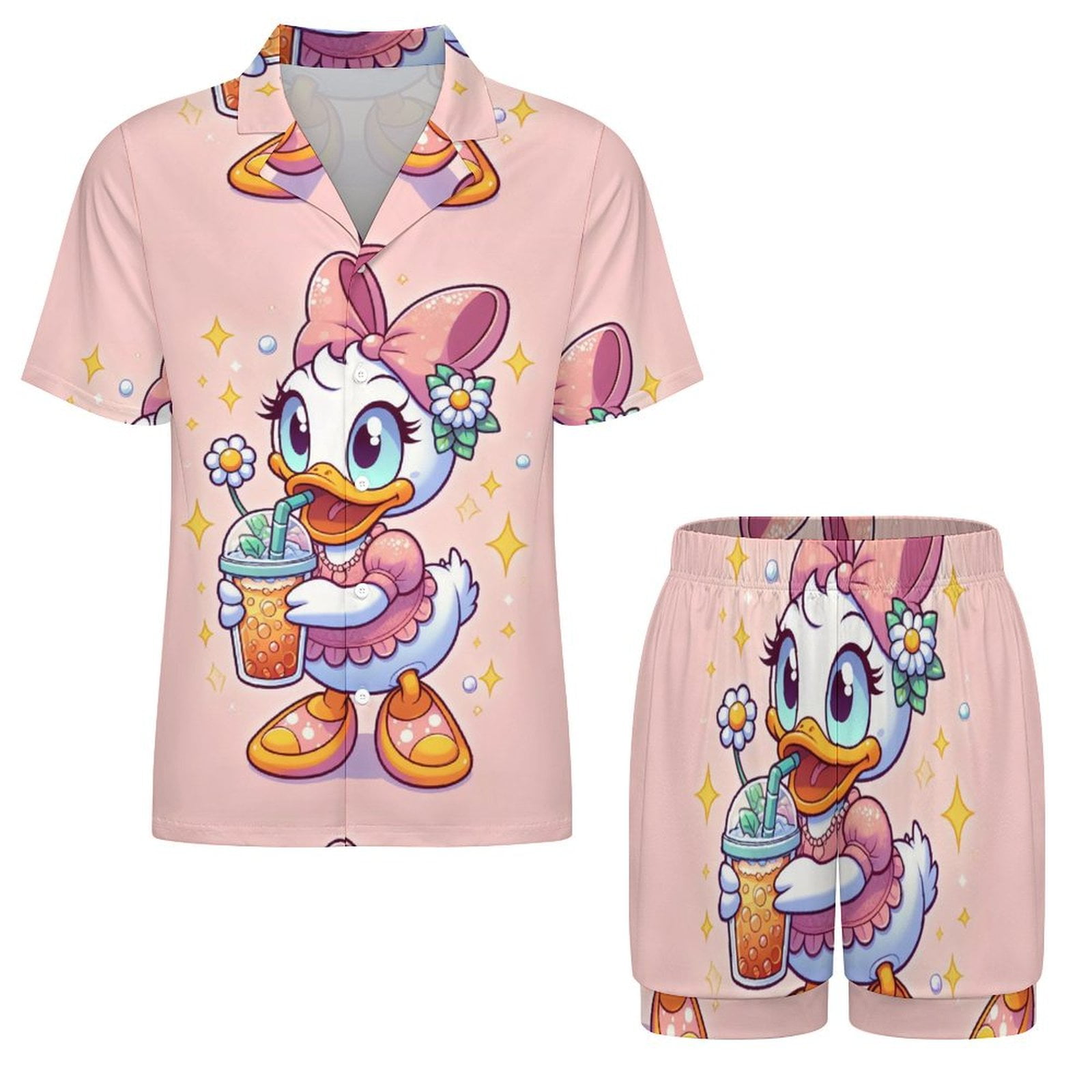 Daisy Duck Pajamas Set Button Down 2 Piece Pjs Shorts Set Soft ...