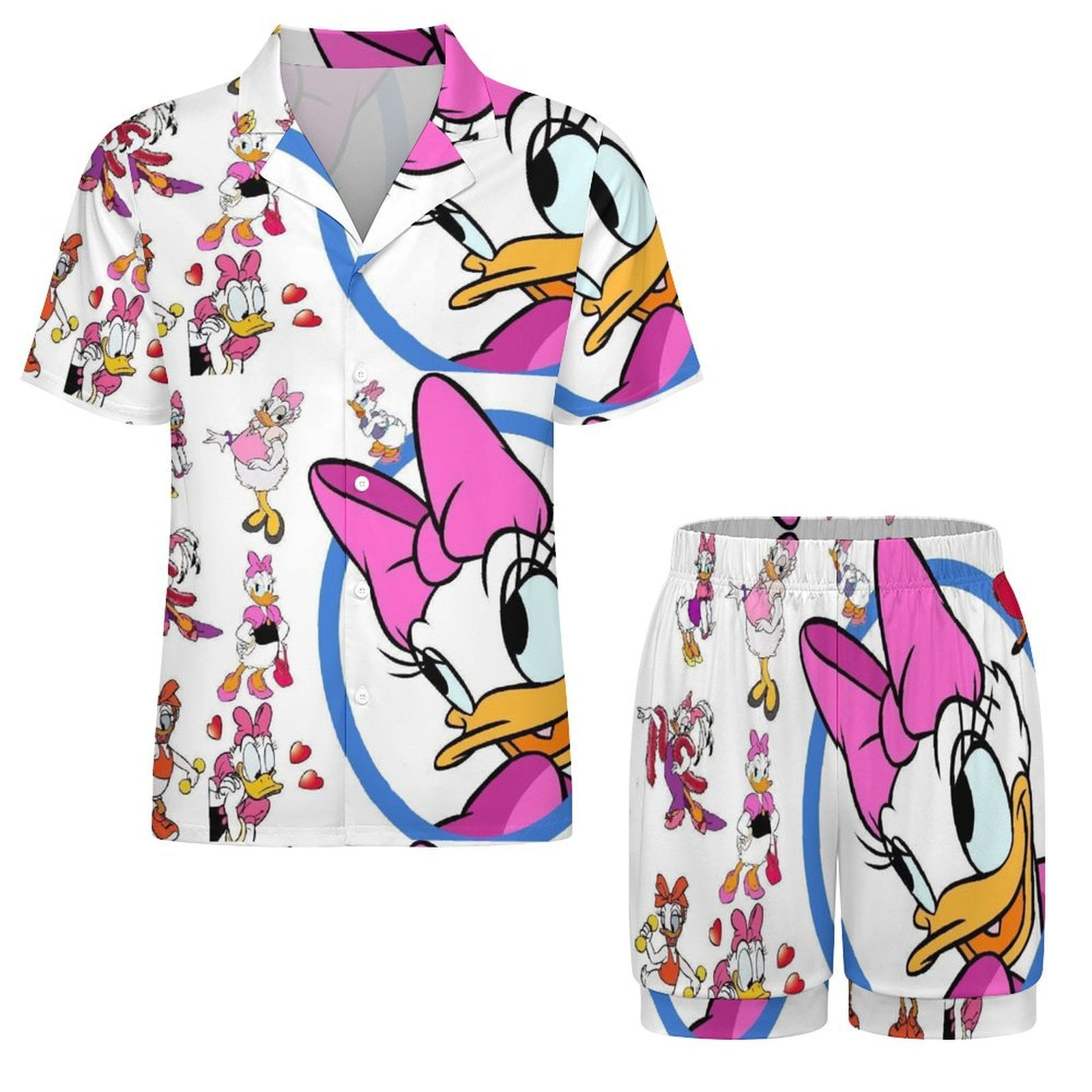 Daisy Duck Pajamas Set Button Down 2 Piece Pjs Shorts Set Soft ...