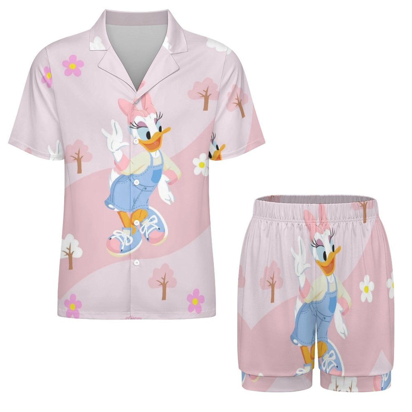 Daisy Duck Pajamas Set Button Down 2 Piece Pjs Shorts Set Soft ...