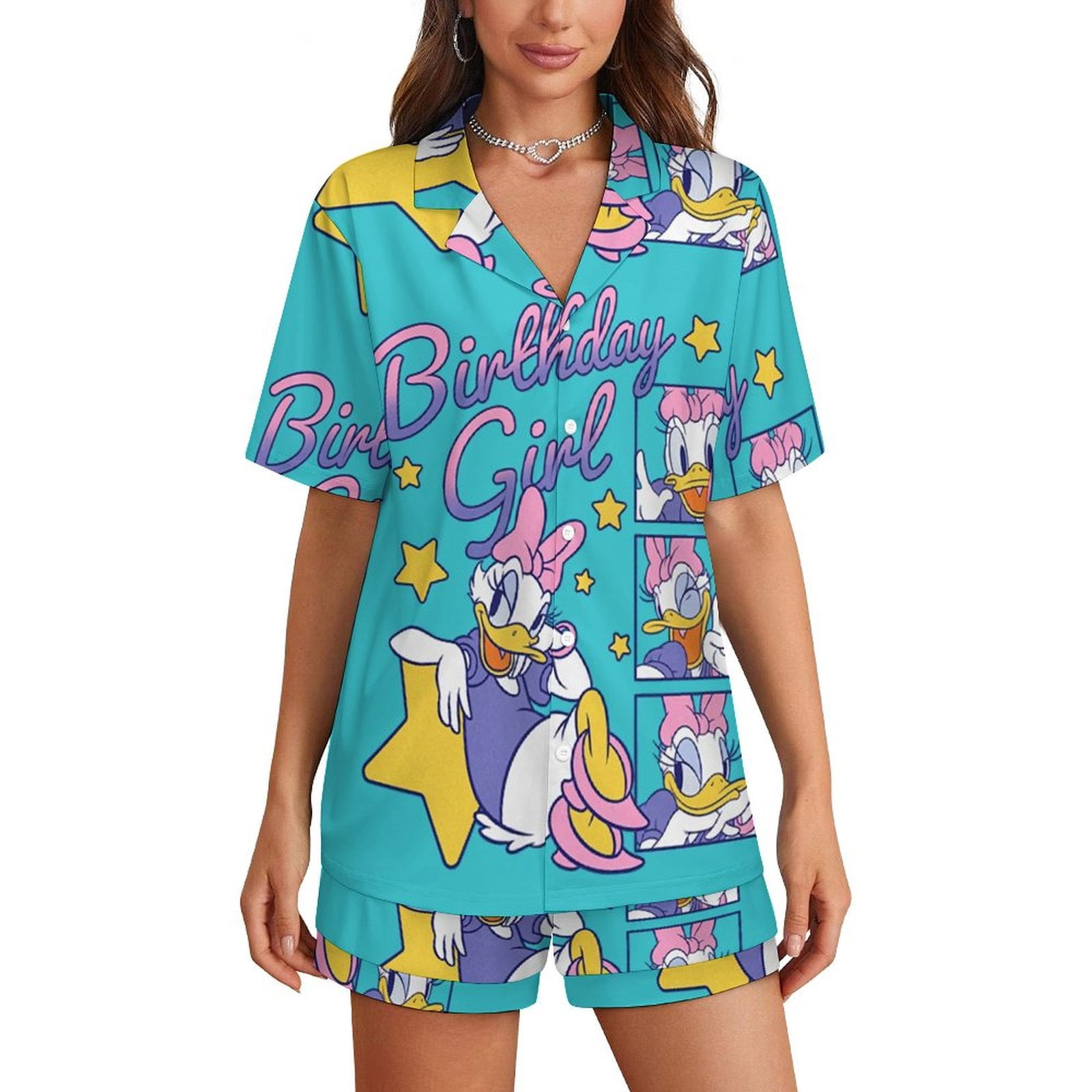 Daisy Duck Pajamas Set Button Down 2 Piece Pjs Shorts Set Soft ...