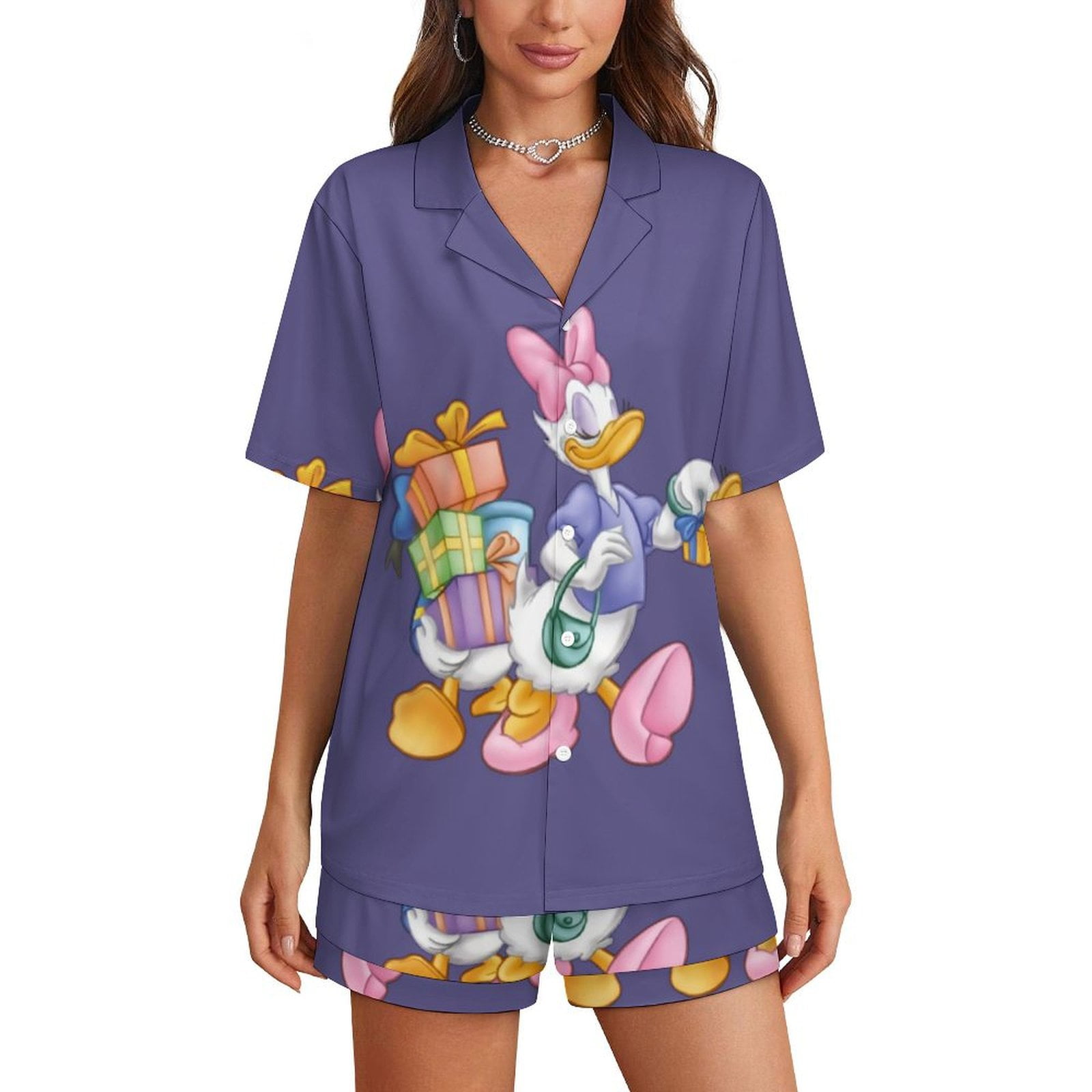 Daisy Duck Pajamas Set Button Down 2 Piece Pjs Shorts Set Soft ...
