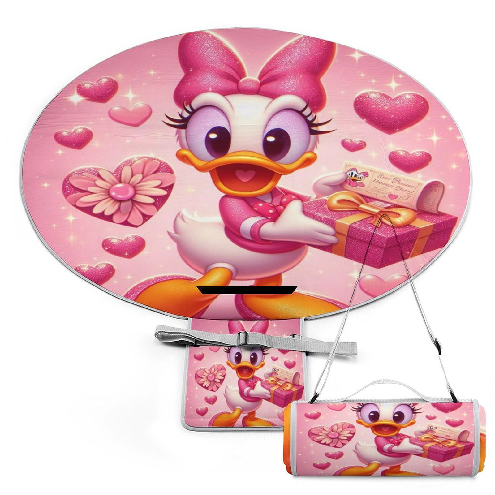 Daisy Duck Round Picnic Blanket Portable Large Outdoor Foldable Picnic ...