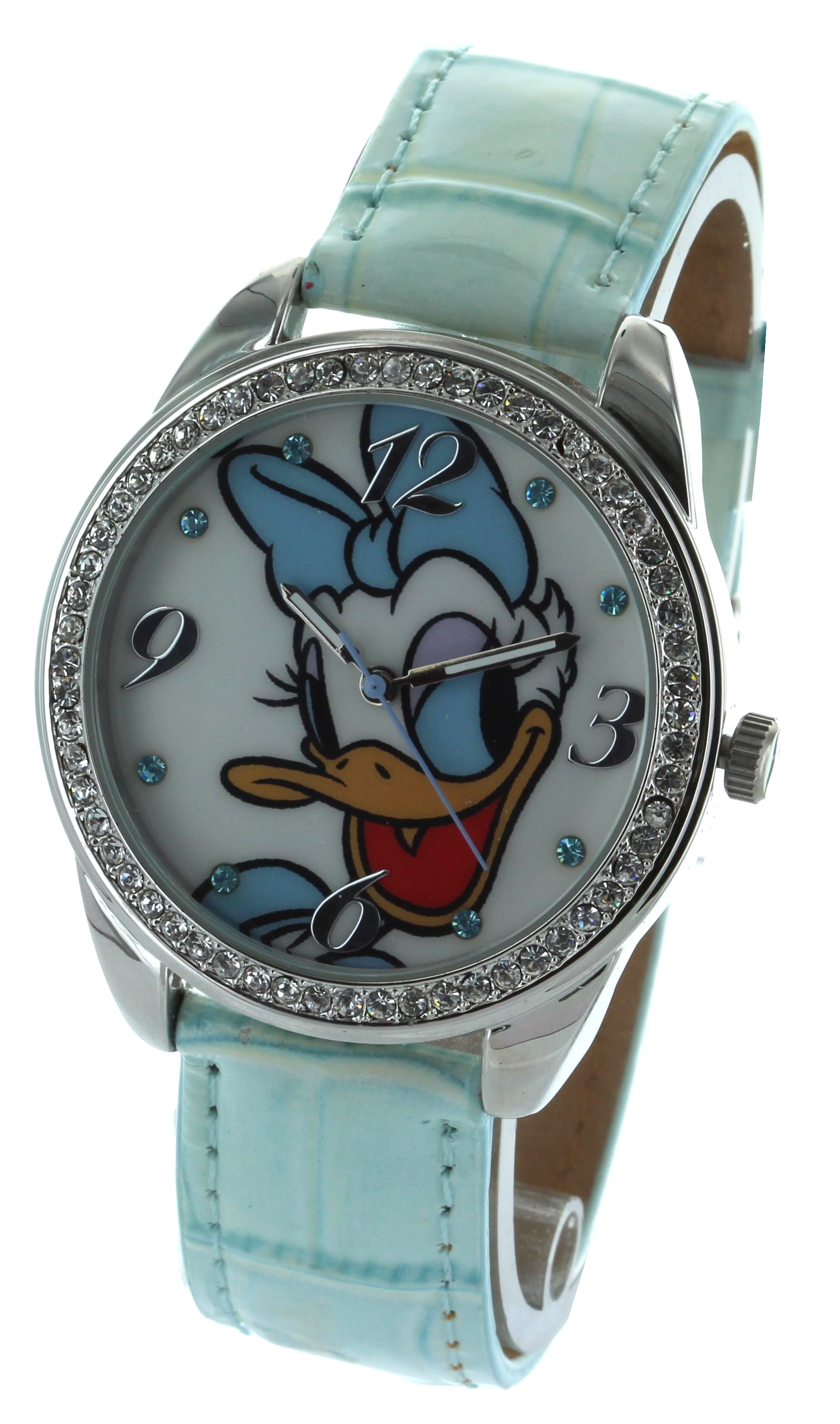 Daisy Duck Watch With Stone Bezel and Genuine Leather Strap - Walmart.com