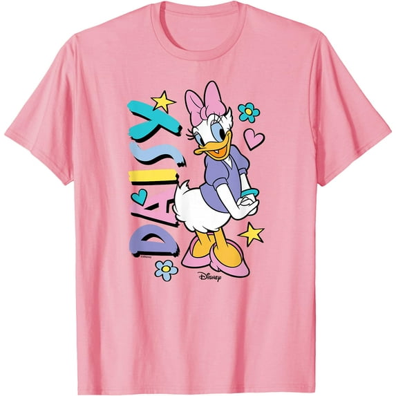 Daisy Duck With Icons DTG Print Unisex T-Shirt,Light Pink Color,Size XL ...