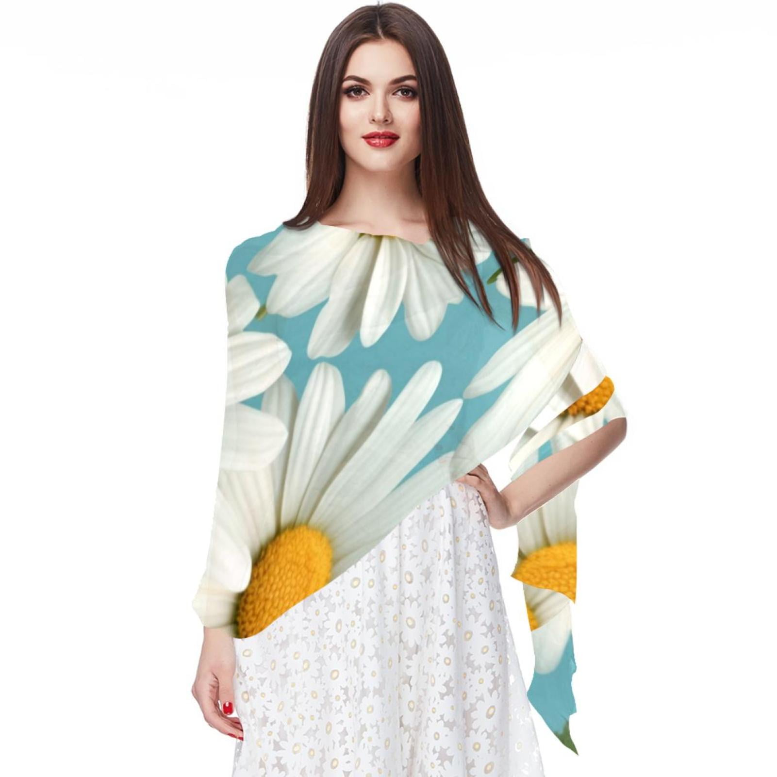 Daisy Elegant Chiffon Yarn Silk Scarf for Women - Translucent and Breathable - 180*73 Size ...