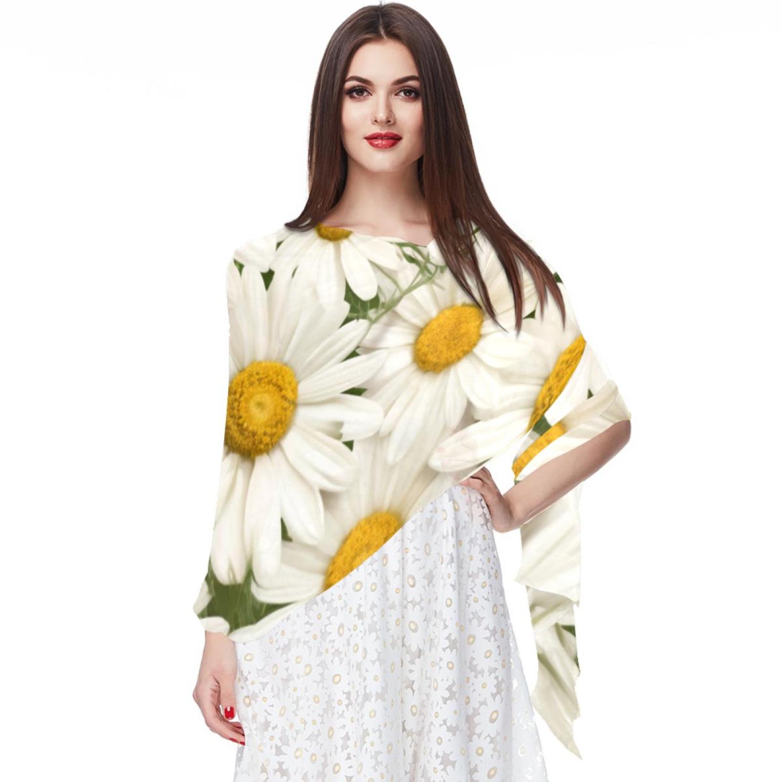 Daisy Elegant Chiffon Yarn Silk Scarf for Women - Translucent and Breathable - 180*73 Size ...